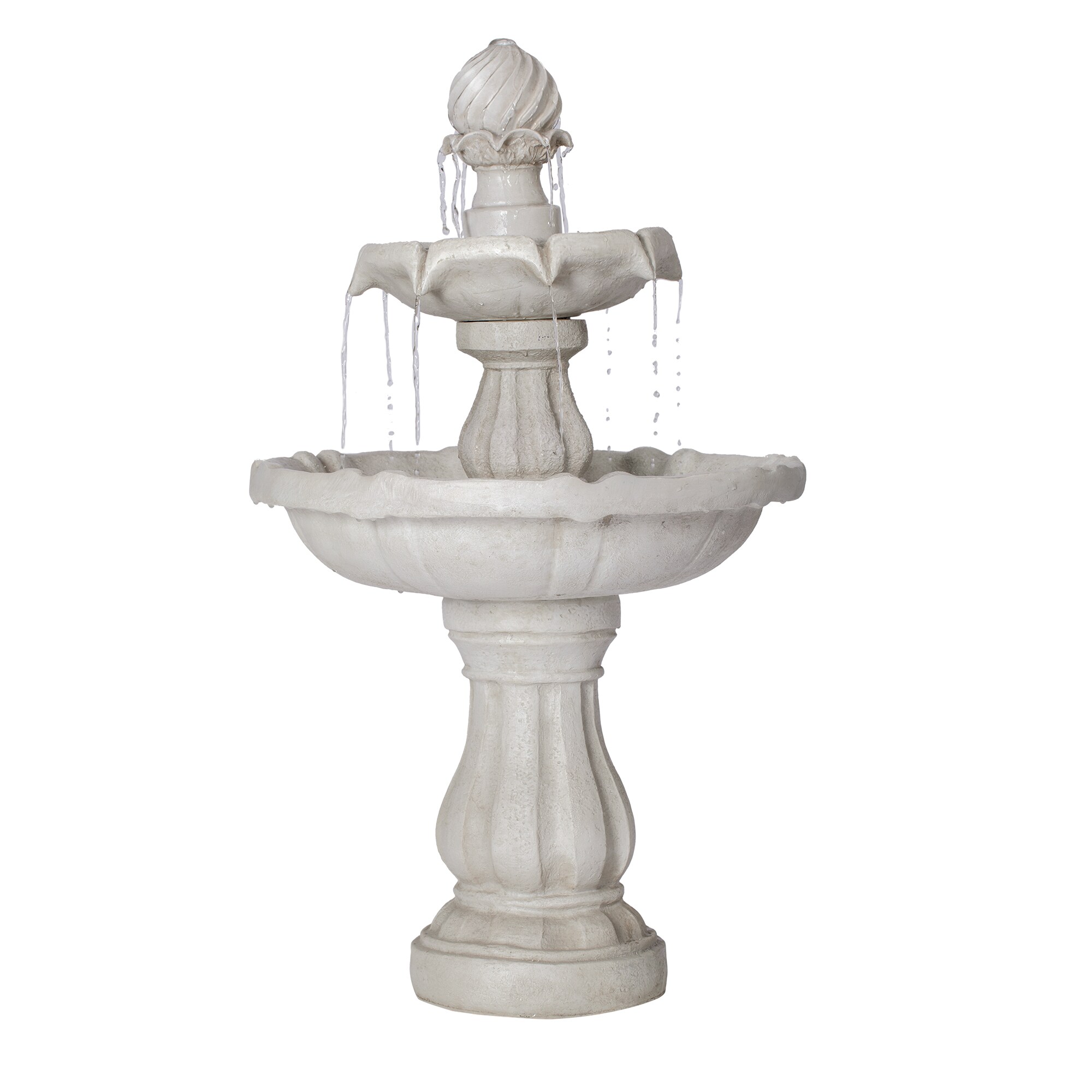 Justincity 37.4 inch H 2 Tier White Polyresin Outdoor Fountain Classic ...