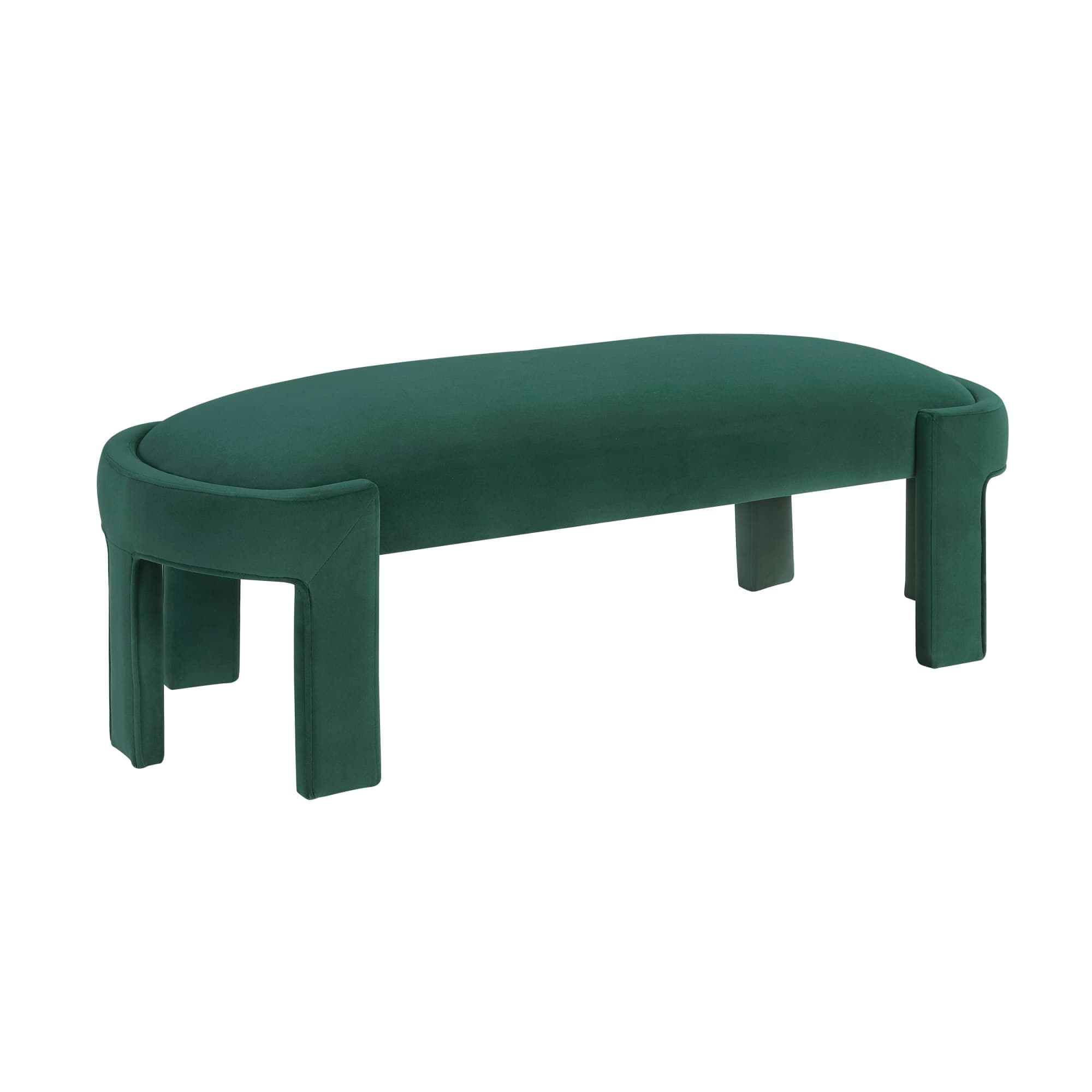 Ama Pear Stylish Green Velvet Upholstered Foam Cushioned Entryway Bench ...