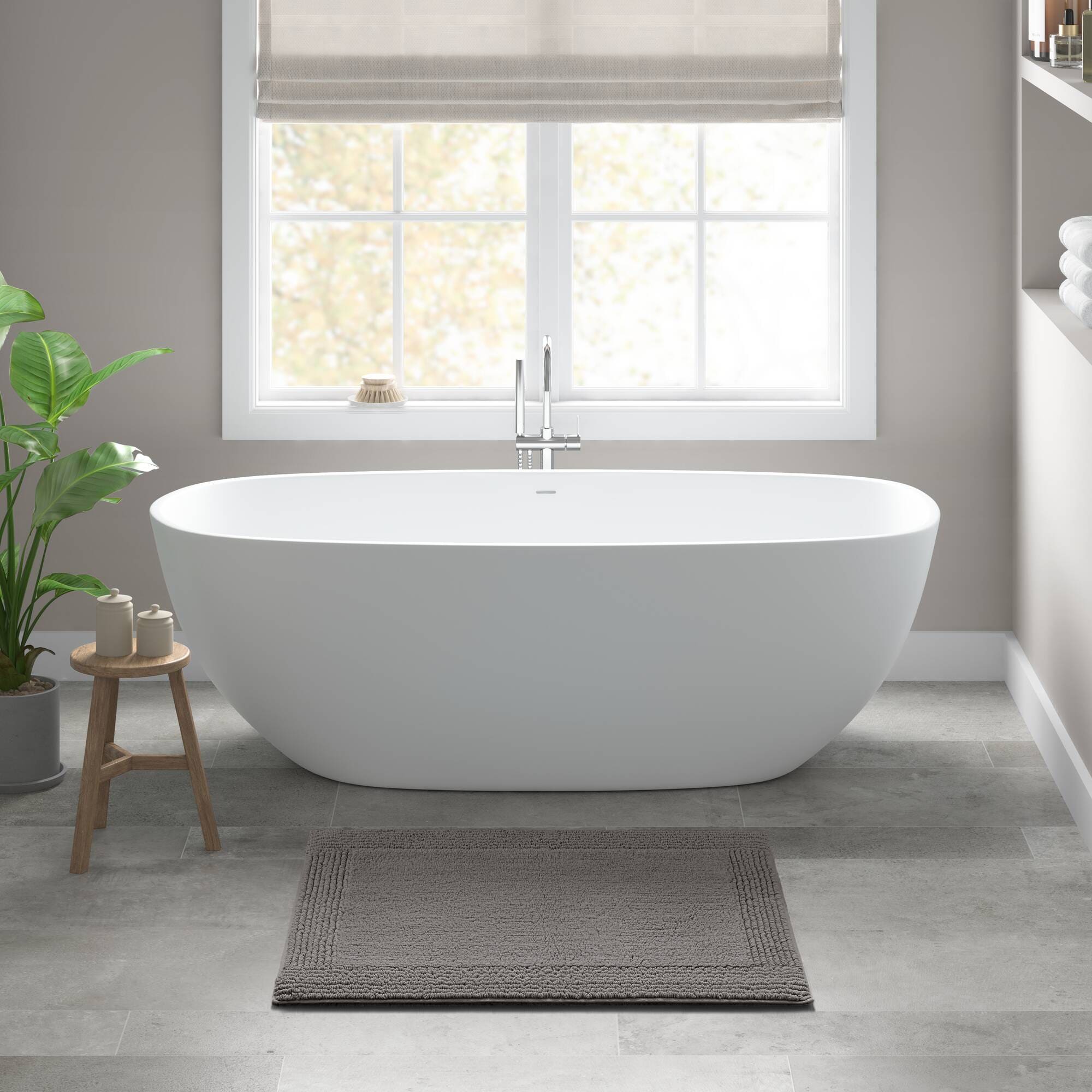 LOVMOR 1 PCS 24x44 Inch Cotton Tufted 3000 GSM Reversible Charcoal Bath ...