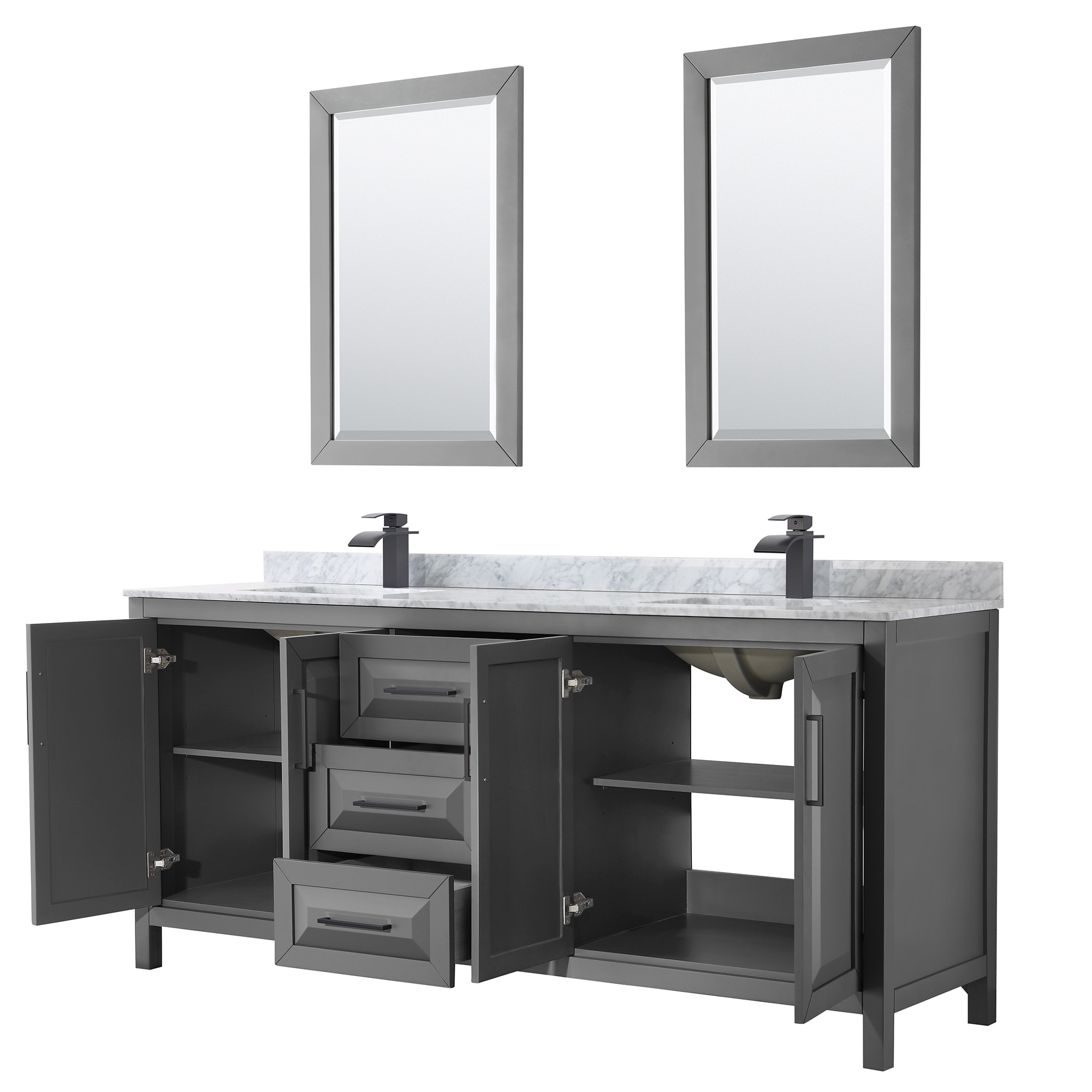 Wyndham Collection Daria 80-in Dark Gray with Matte Black Trim ...