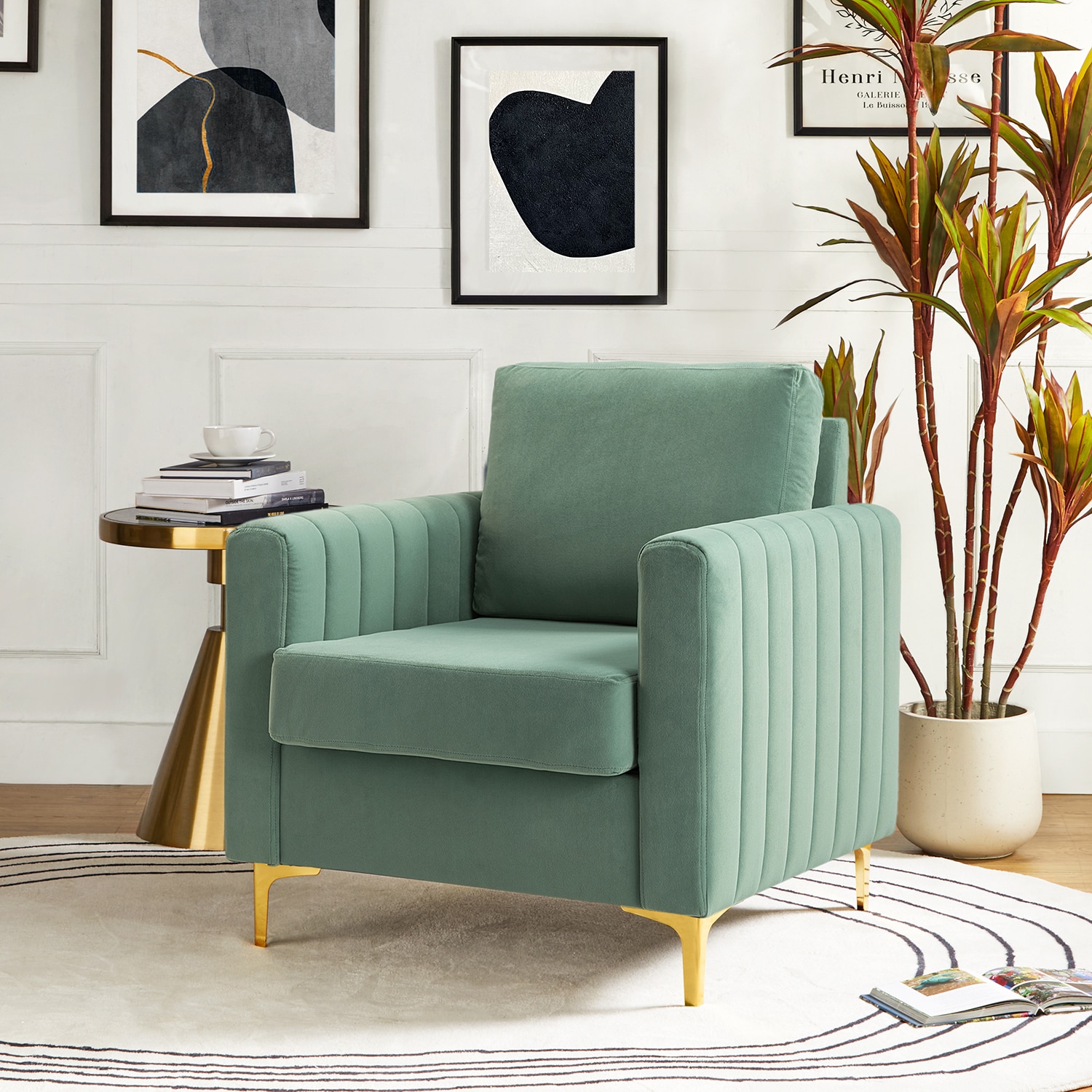 14 Karat Home 32.5-in W Modern SAGE Accent Armchair in the Chairs ...