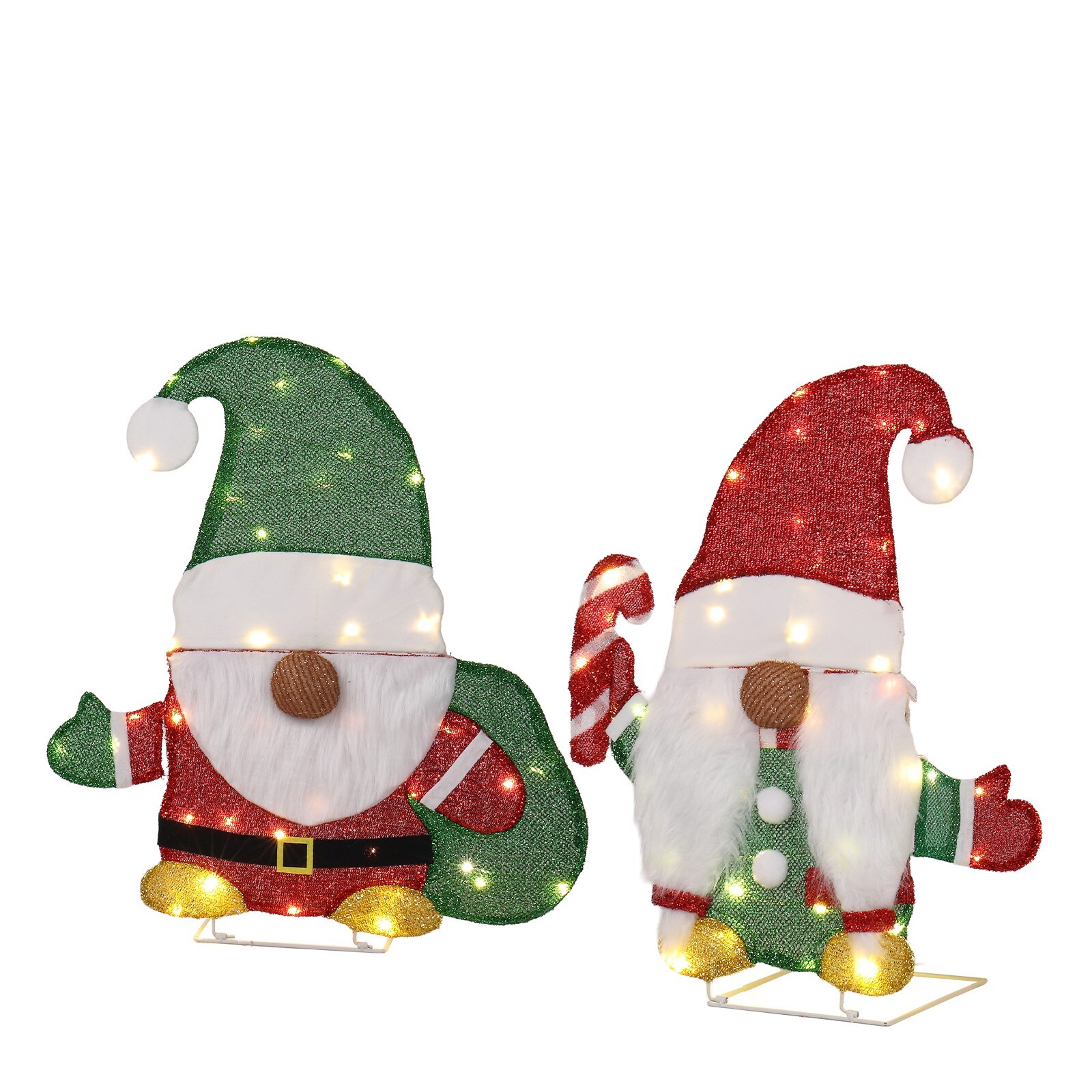 VEELIKE 2pcs 24in Glowing Gnomes with Candy Canes Christmas Decorations ...