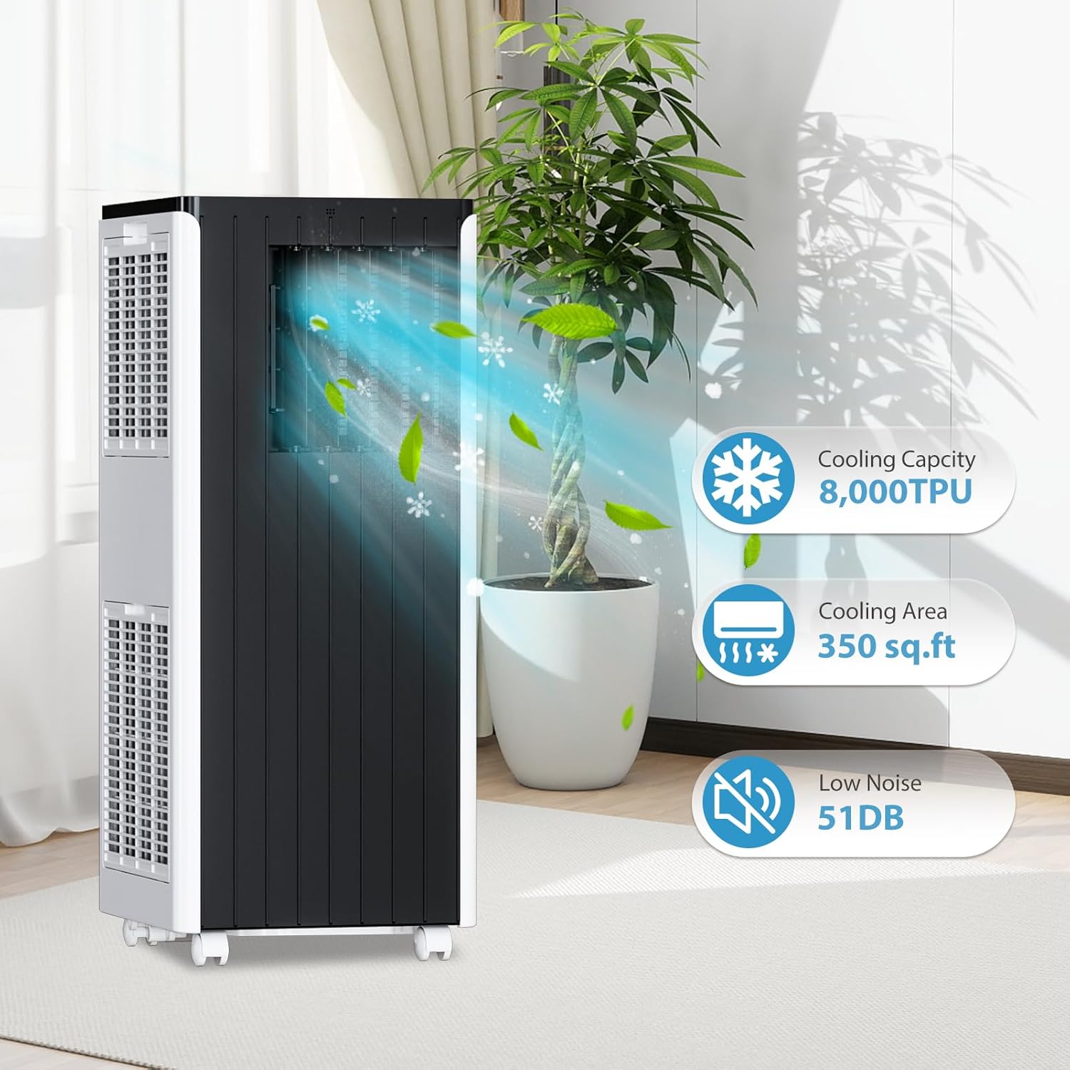 Garvee 8000 BTU Portable Air Conditioner 3 in 1 Smart Compact AC Unit ...