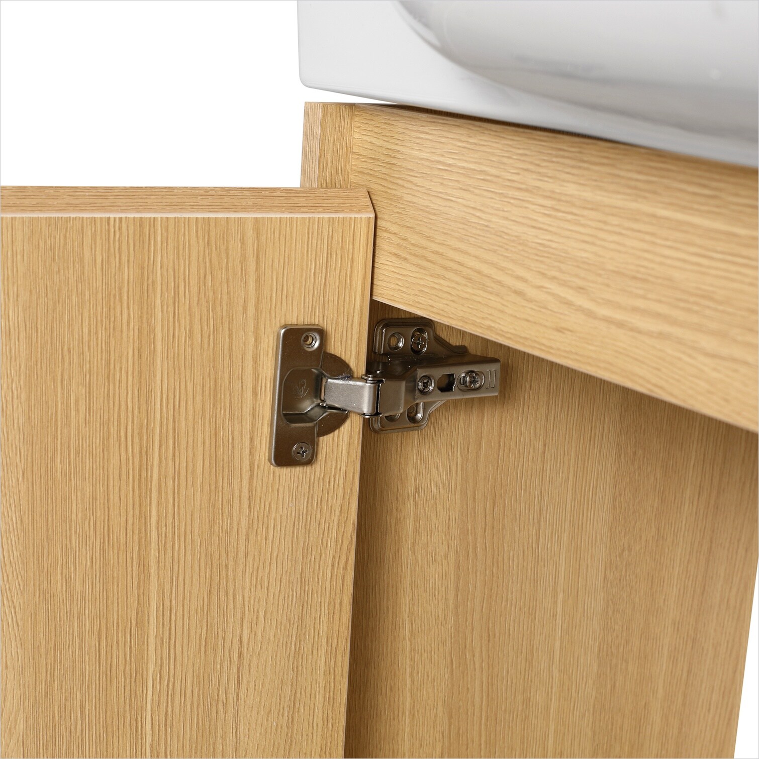 Naturefalls Light Oak Plywood Wall-Mount Bathroom Vanity with White ...