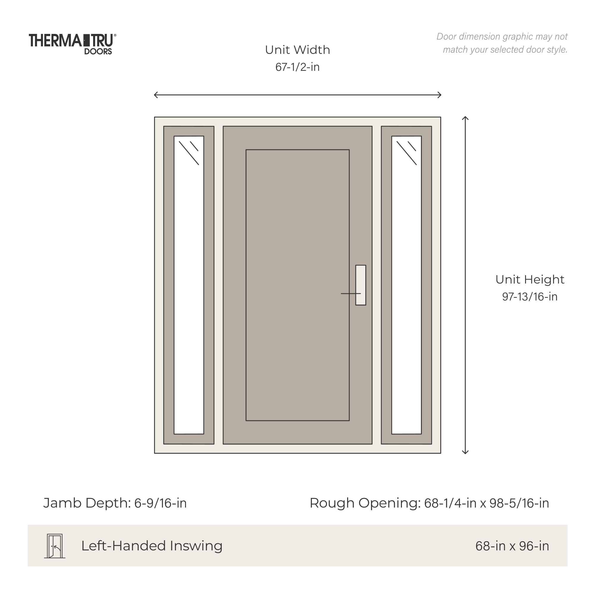 Therma-Tru Smooth Star 68-in x 96-in x 6-9/16-in Fiberglass Left-hand ...