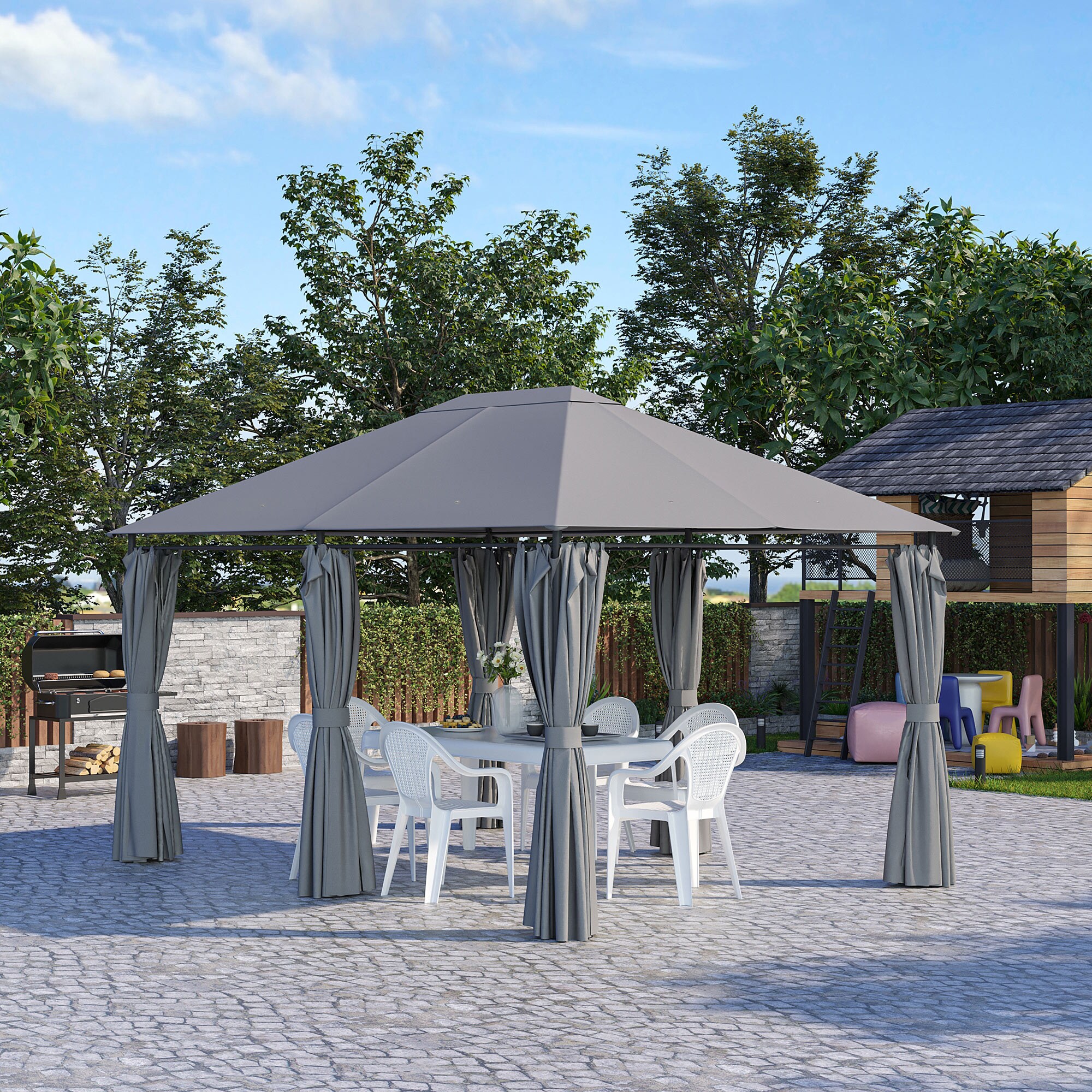 Outsunny 10' x 13' Outdoor Patio Gazebo Canopy Shelter with 6 Removable ...