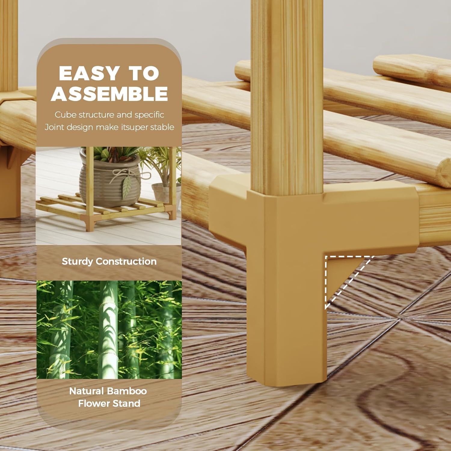 Bamworld Bamboo Plant Stand Indoor Boho Plant Shelf Tiered Plant Rack ...