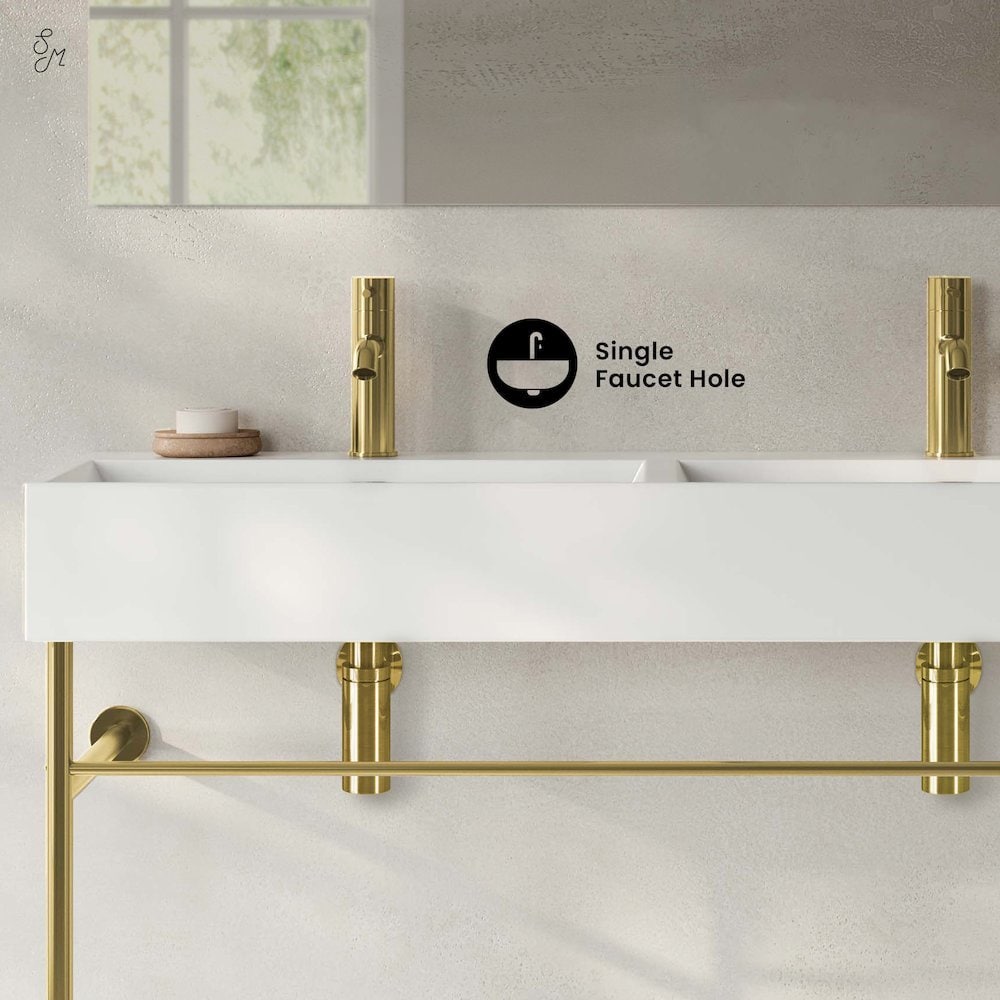Swiss Madison Claire 48 Double Basin Console Sink with Glossy Gold Legs ...