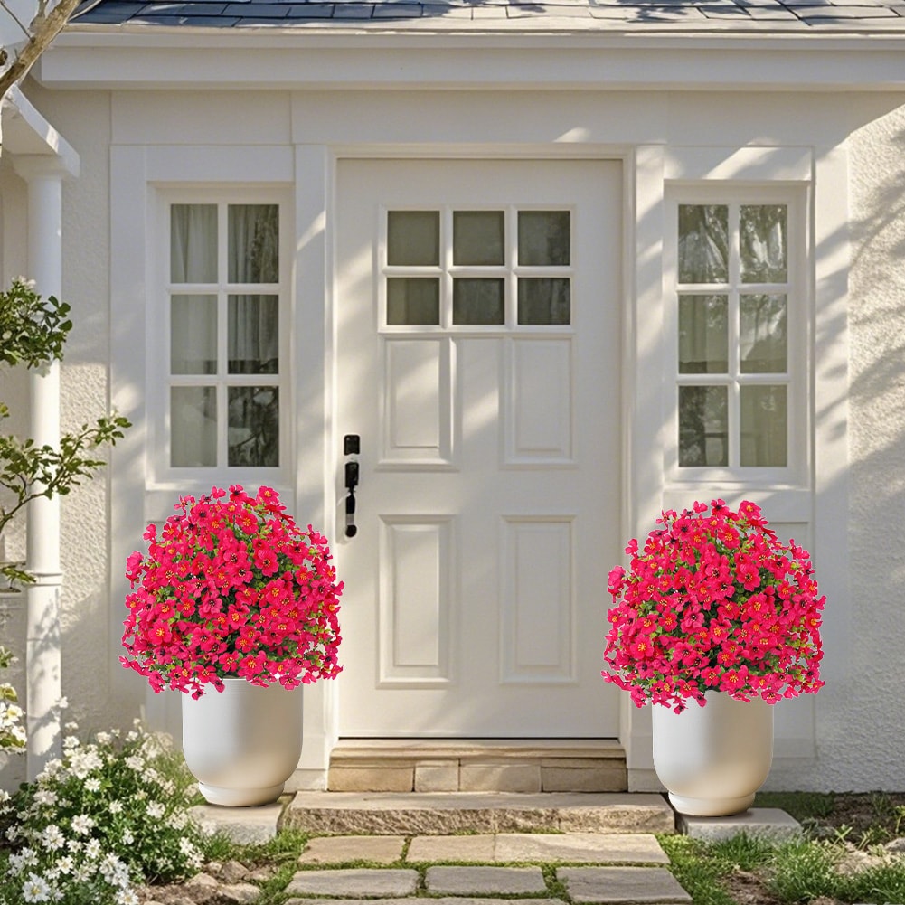 Der Rose 2Pcs Rose red Artificial Bushes for Outdoors with Ground Spike ...
