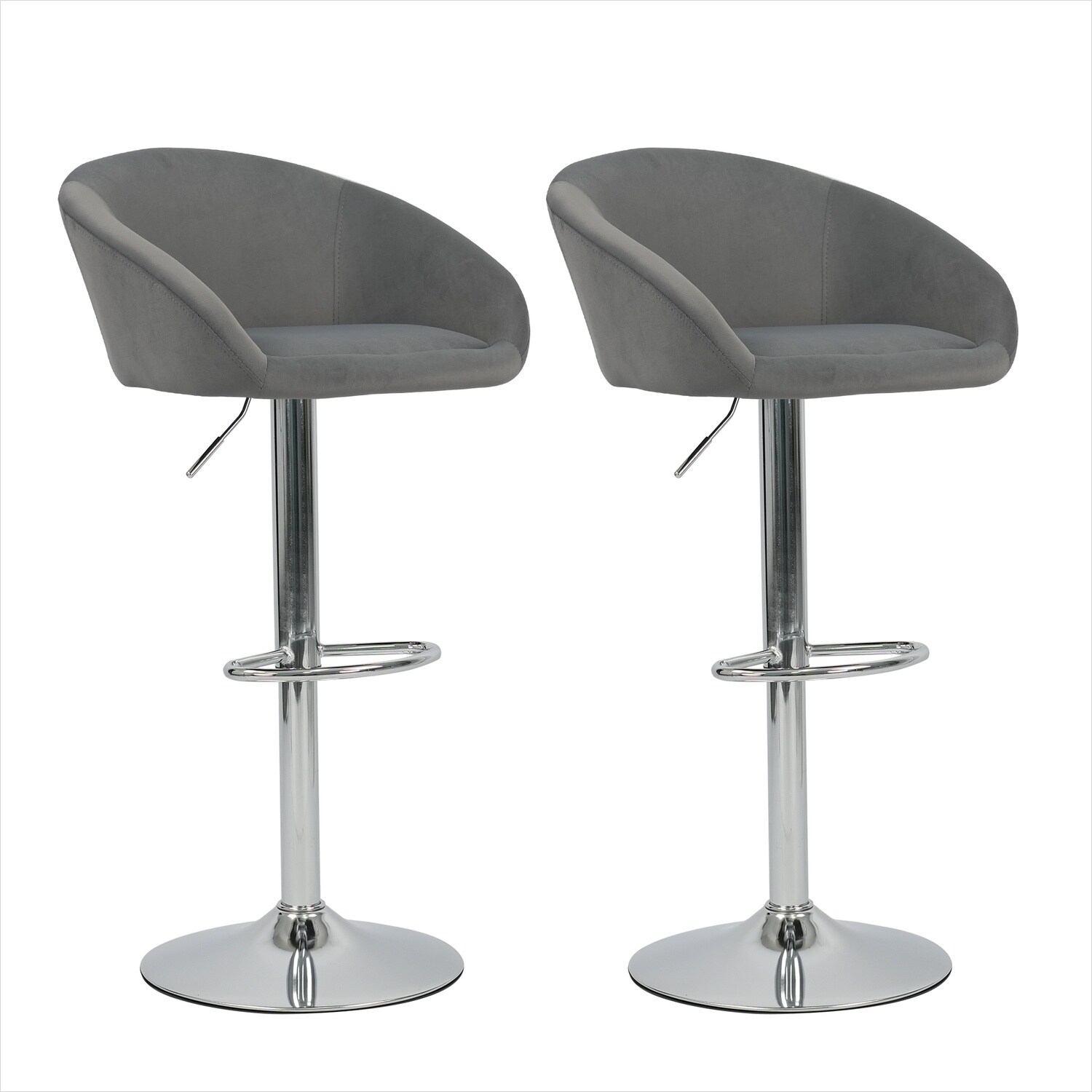 Watnature Set of 2 Height-Adjustable Bar Chairs Semicircular Back ...