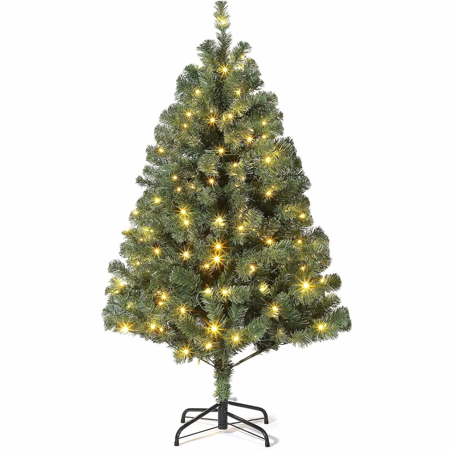 Qeetex 6Ft Artificial Christmas Tree with LED Lights Realistic Premium ...