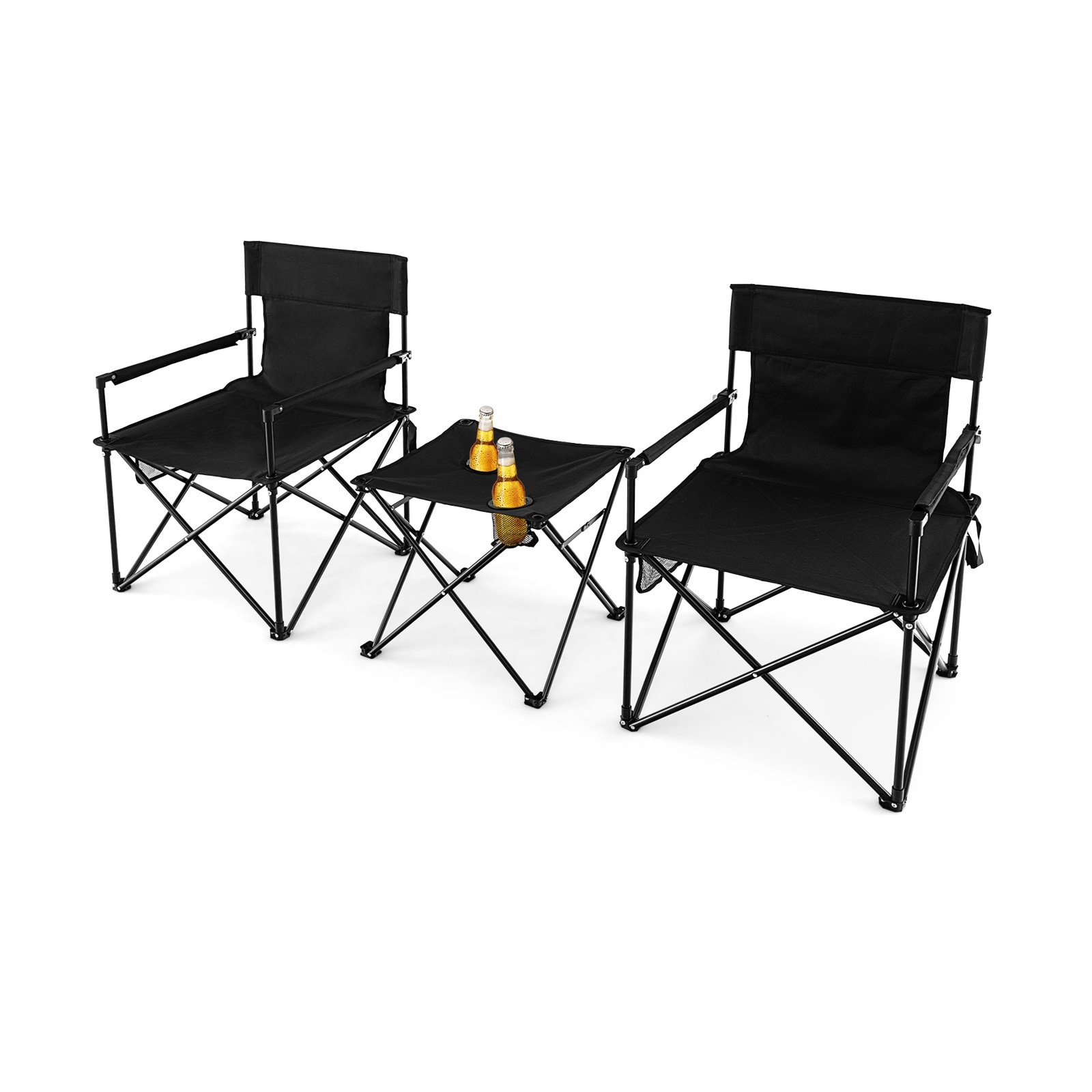 Slickblue Folding Camping Chair and Table Set with Cup Holders - 3 ...