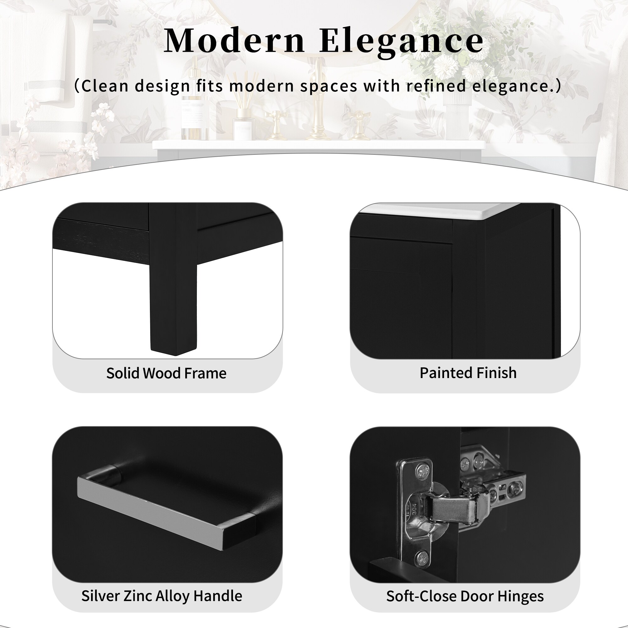 ModernLuxe Assembly Required 48-Inch Bathroom Vanity with Integrated ...