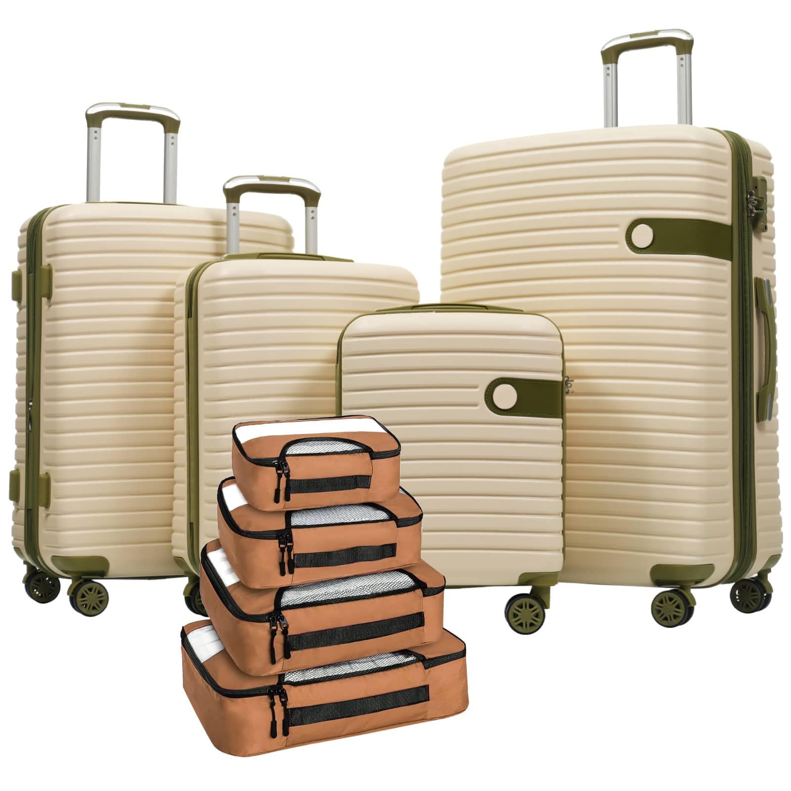 Vynxaria 4 Piece Luggage Set ABS Hardshell Lightweight Expandable with ...