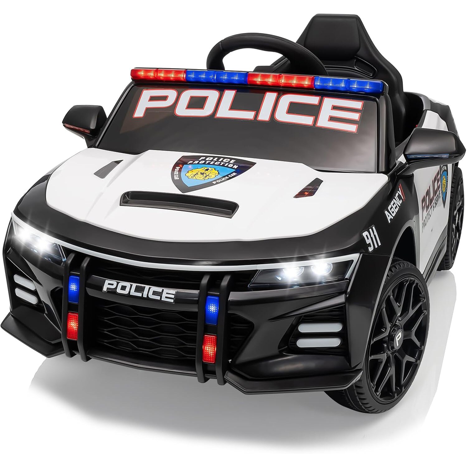 Garvee 12V Police Car Ride On Car for Kids Ride on Toy with Remote ...