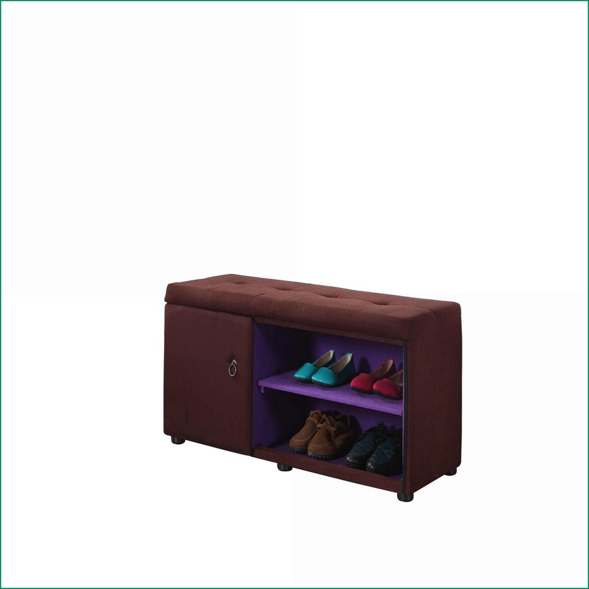 Watnature Ottoman 18 Tall Storage with Shoe Compartment Walnut Brown ...