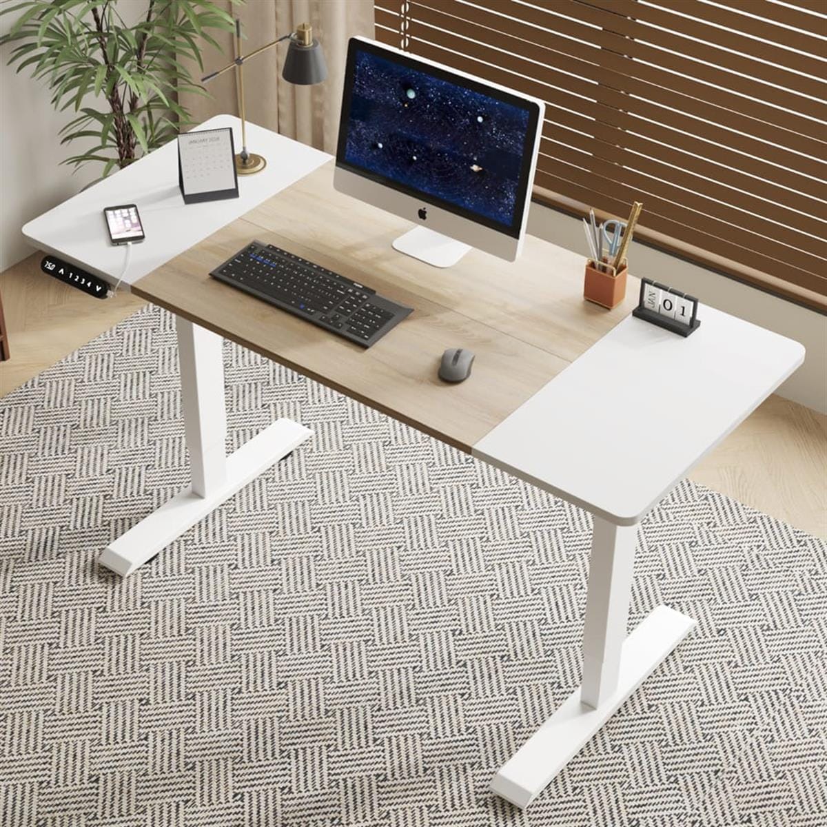 Choco Moon 55 Electric Height Adjustable Standing Desk Oak Antique ...