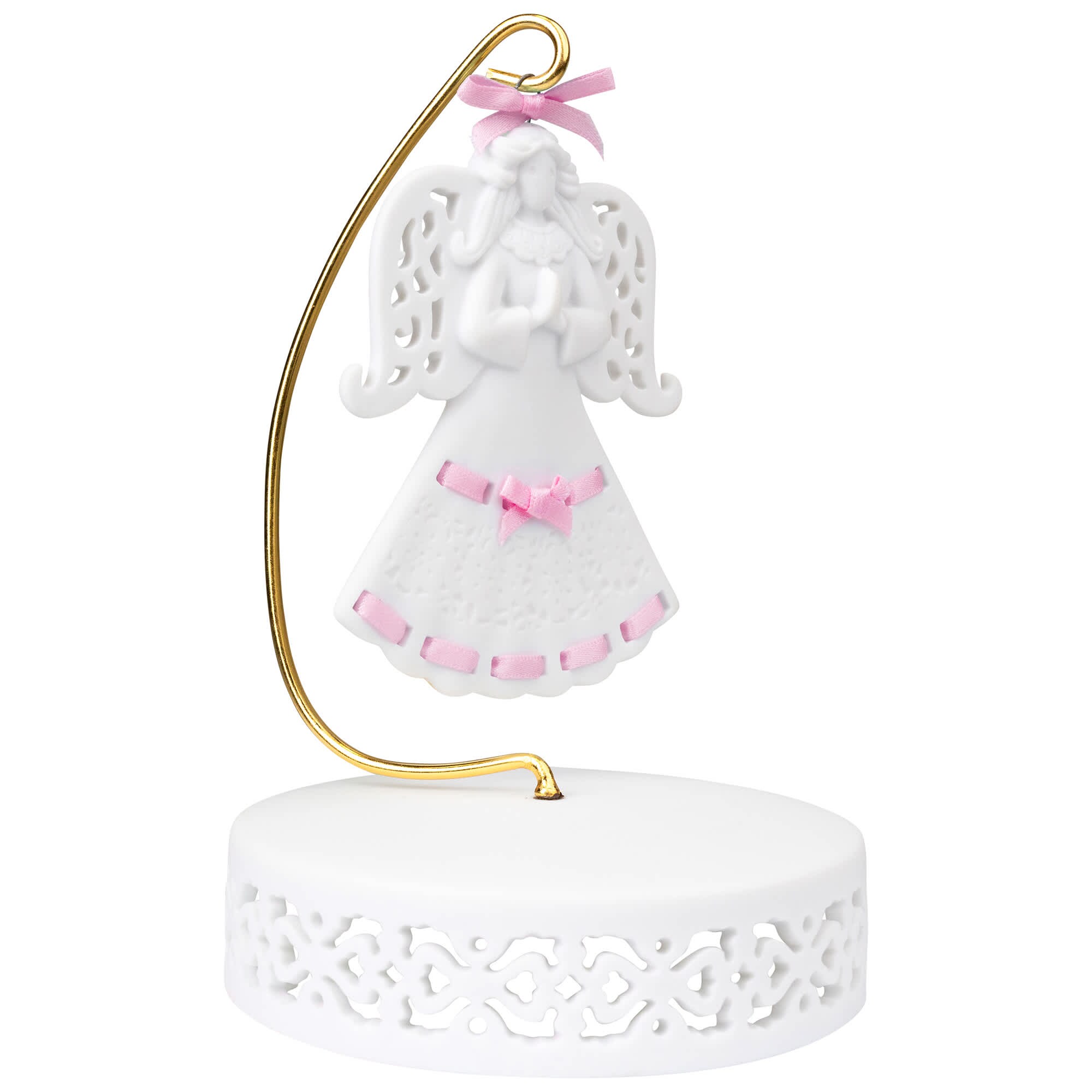 Roman Porcelain Angel Christmas Ornament with Display Stand - 6 inch ...