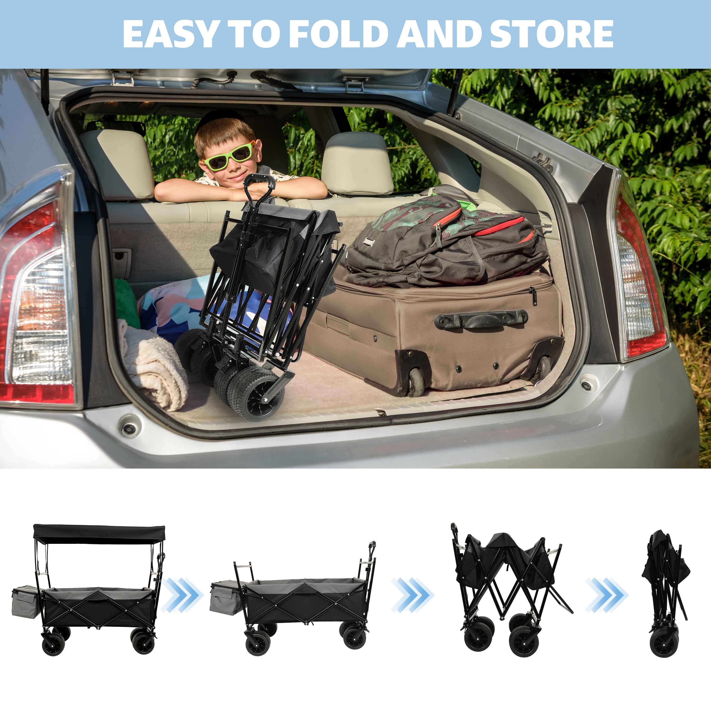Bayfeve 480lbs Collapsible Wagon with Canopy and Mosquito Net All ...