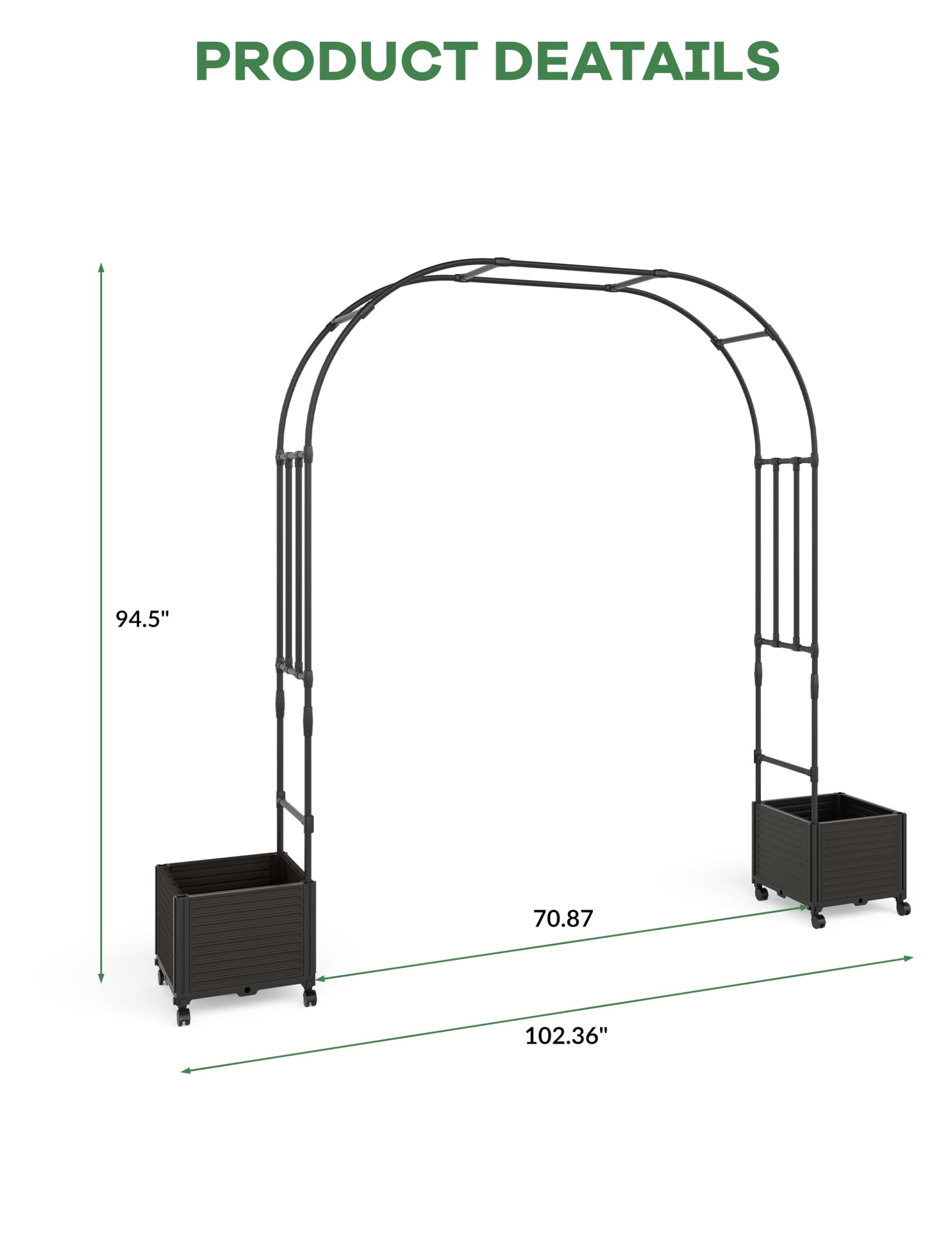 Garvee Garden Arch Trellis with Planter Box for Climbing Flowers and ...
