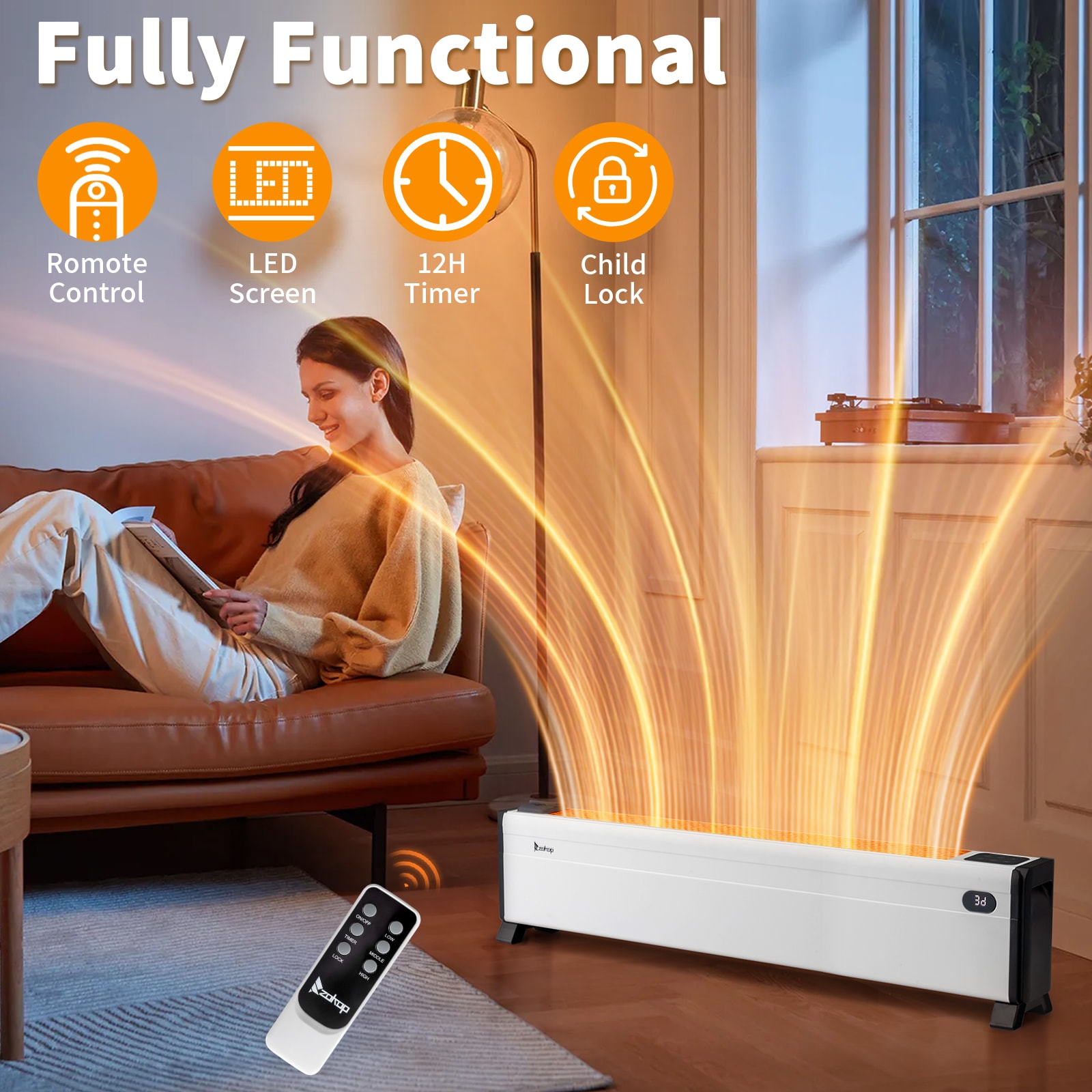 ROVSUN 1500 -Watt Ceramic Utility Indoor Electric Space Heater with ...