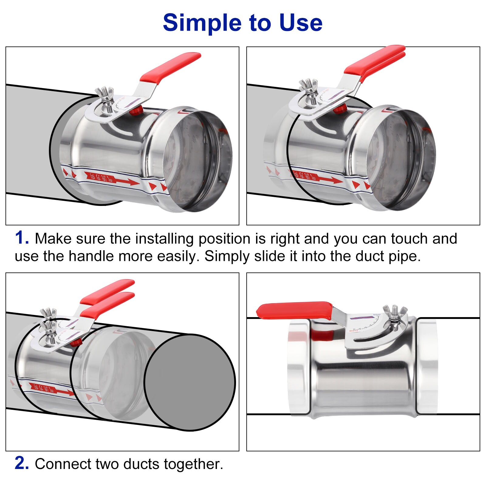 PATIKIL HVAC Duct Manual Volume Backdraft Damper 8-Inch Airflow Ducting ...