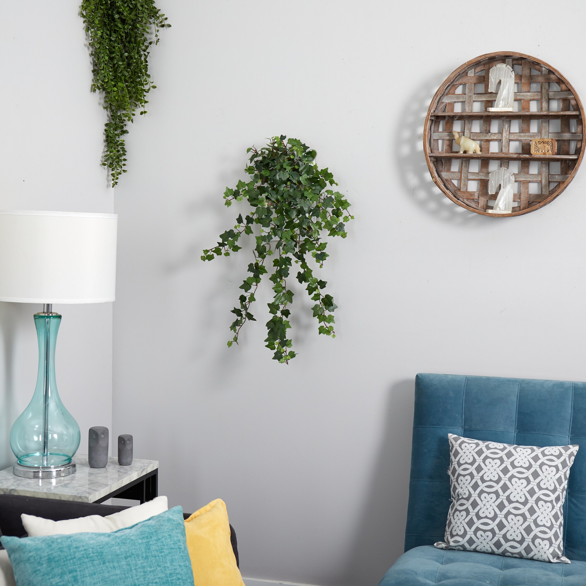 Nearly Natural 36-in Curly Ivy Artificial Hanging Plant (Set of 3) in ...