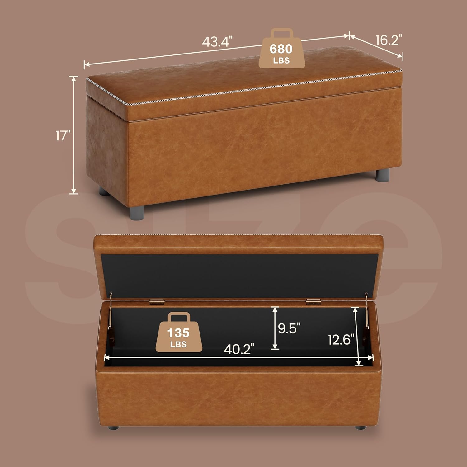 Garvee Storage Ottoman Bench Ottoman Foot Rest Mid-Century Modern ...