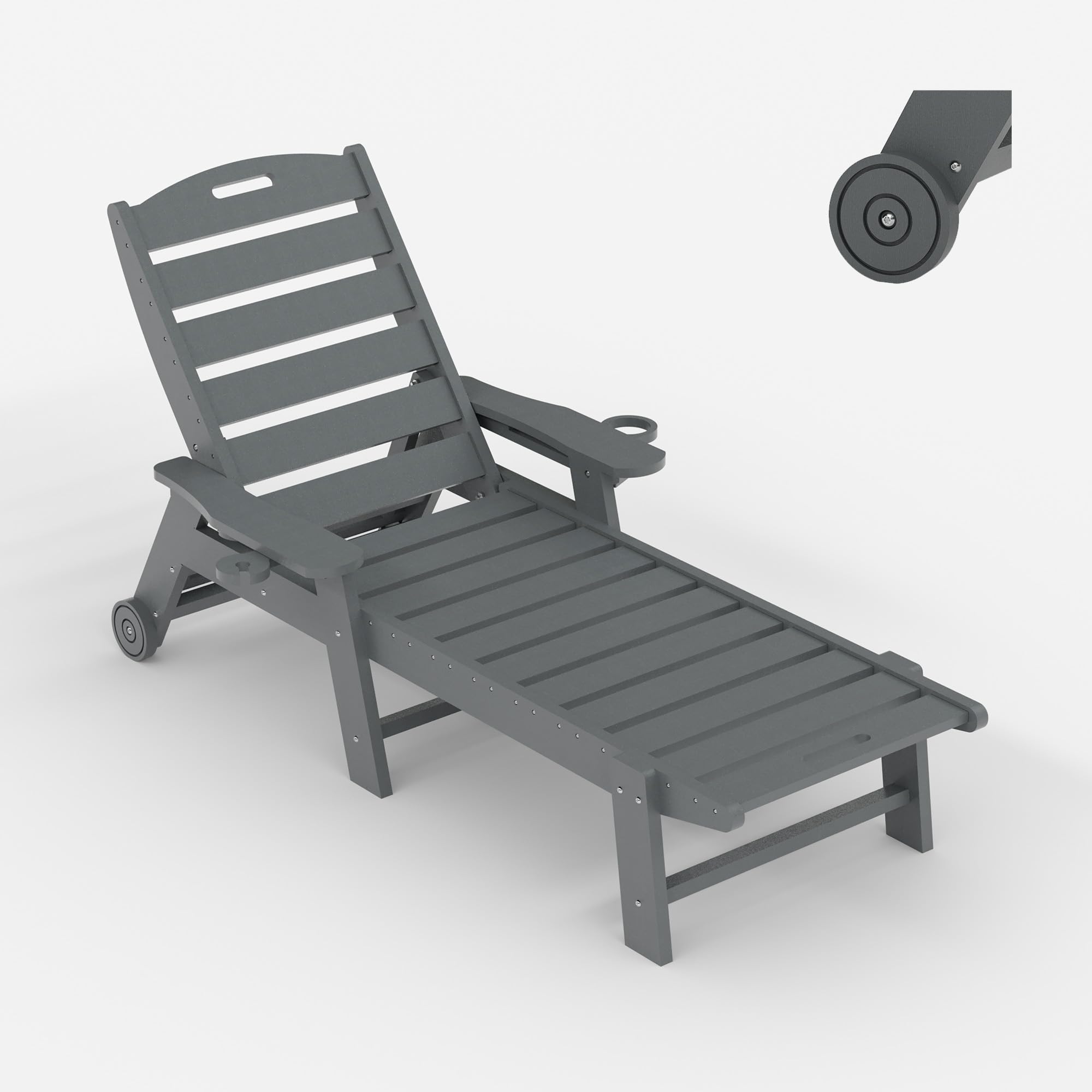 Garvee Chaise Lounge Outdoor Lounge Chair Outdoor with Rolling Wheels ...
