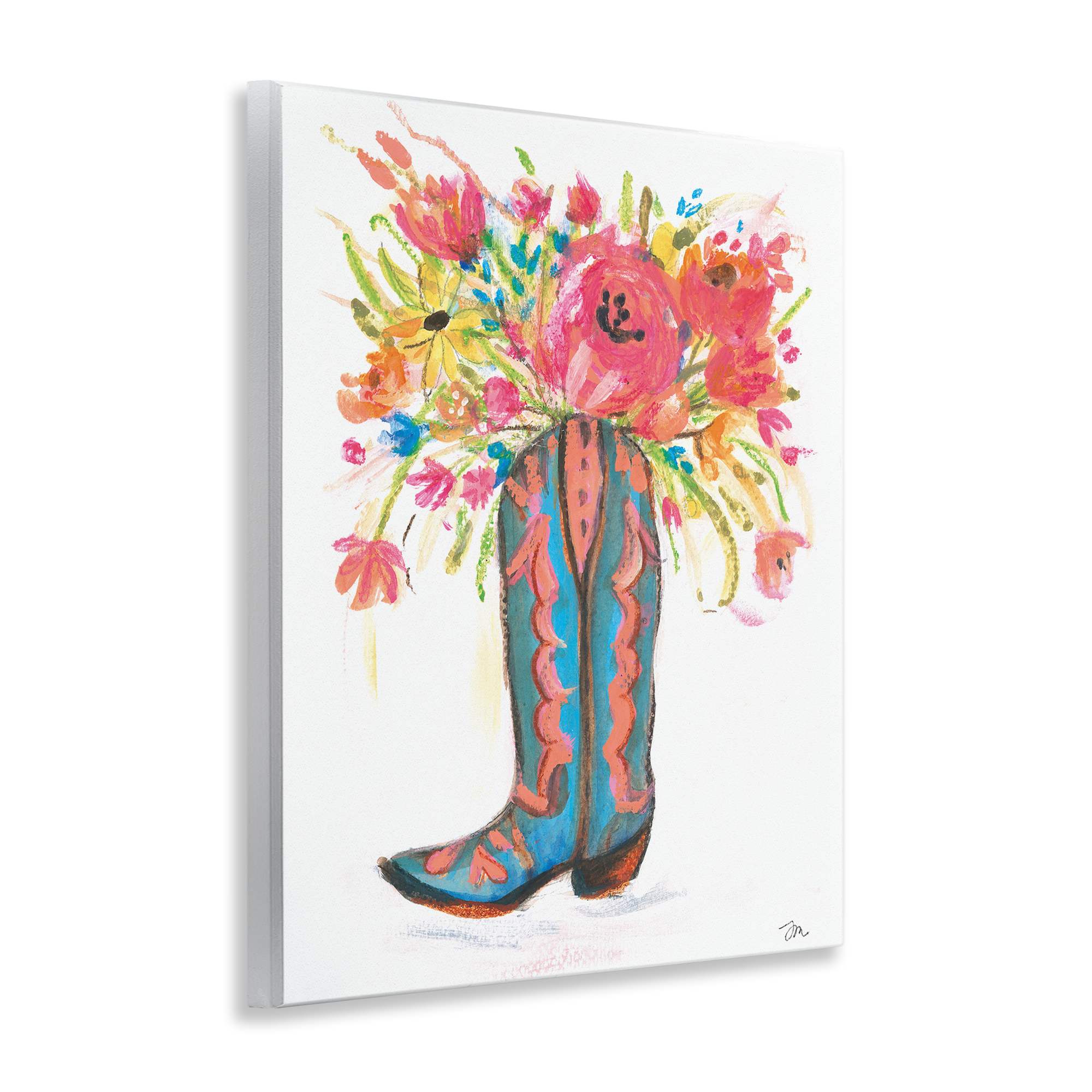 Stupell Industries Floral Cowgirl Boot Pastels Wall Plaque Art By ...