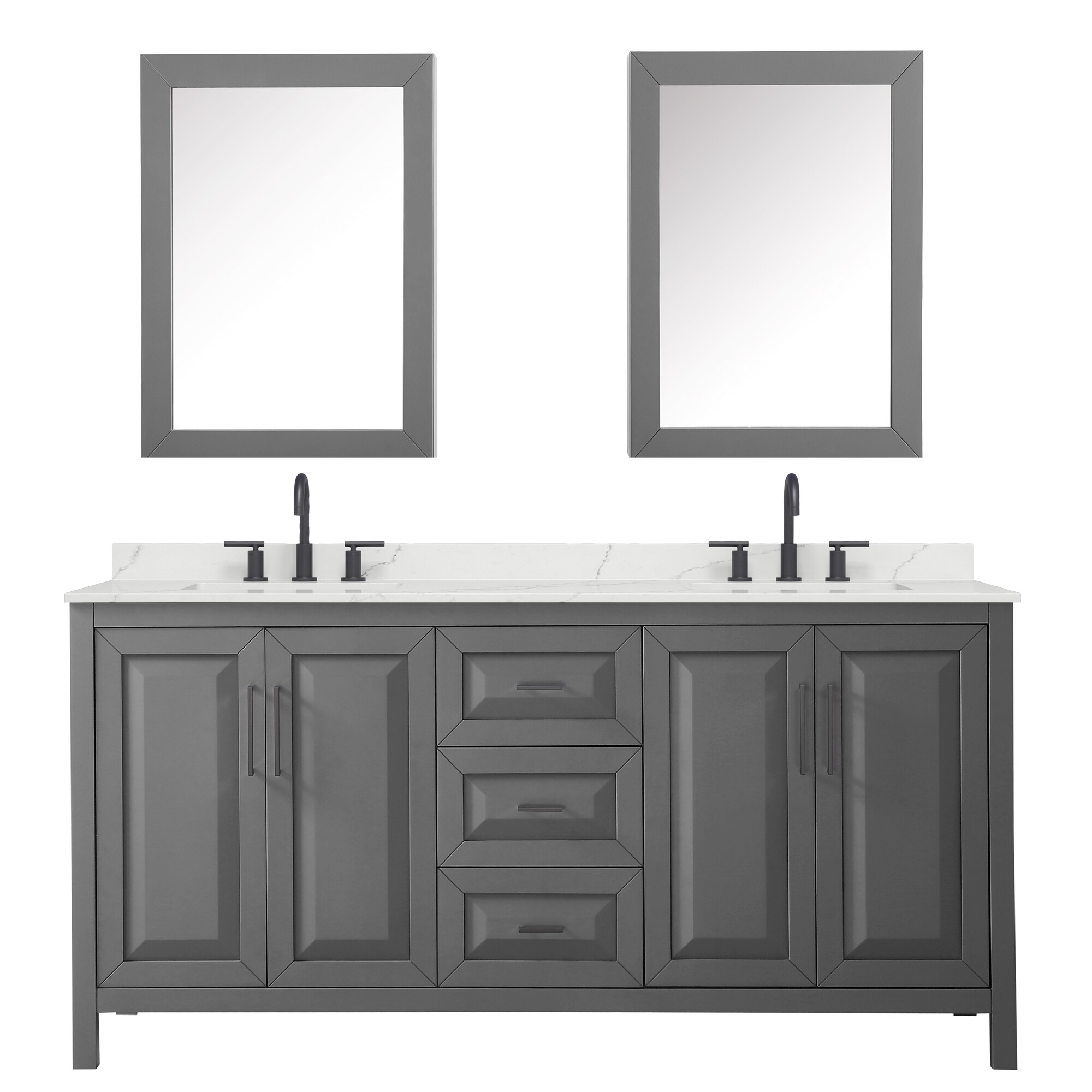 Wyndham Collection Daria 72-in Dark Gray with Matte Black Trim ...