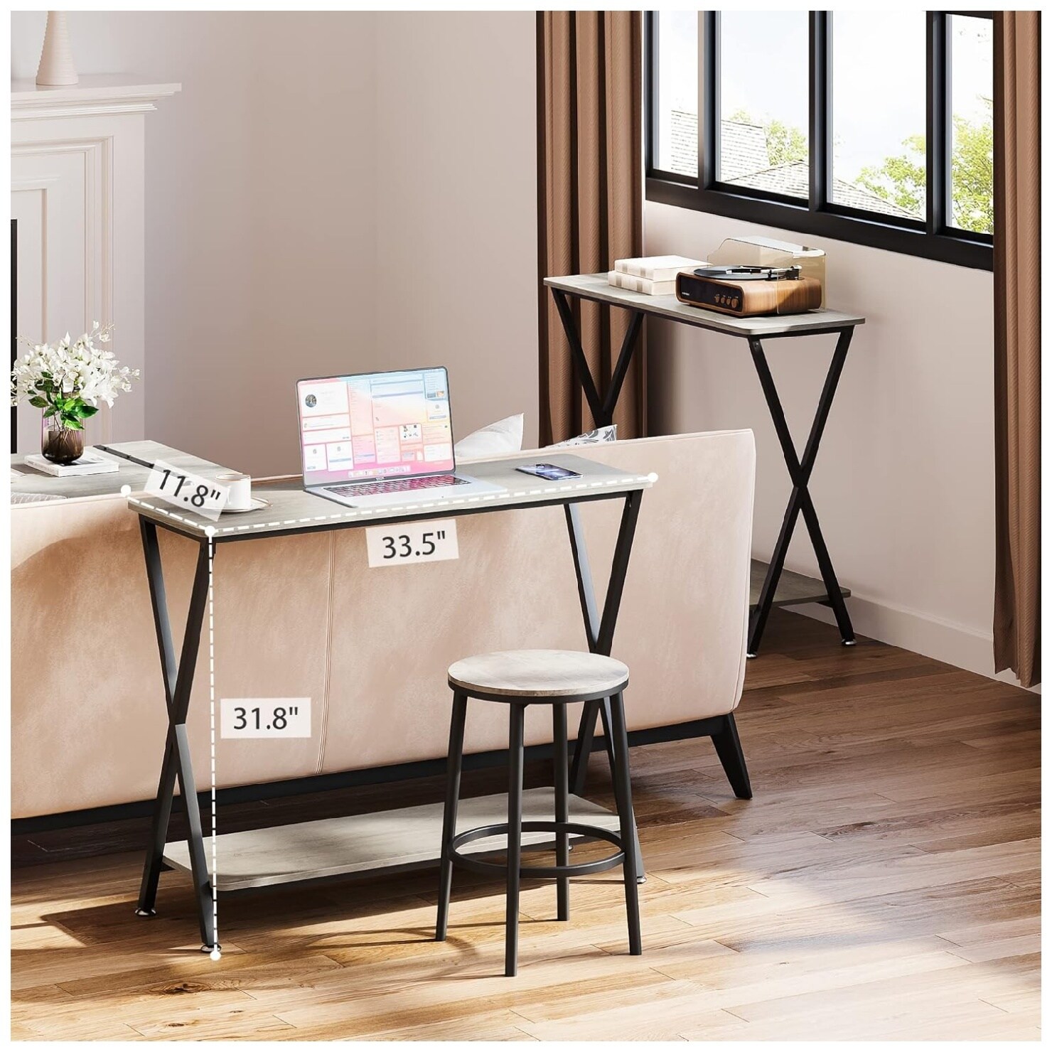 Garvee 31 In Long Narrow Console Table for Living Room 2Tier Farmhouse ...