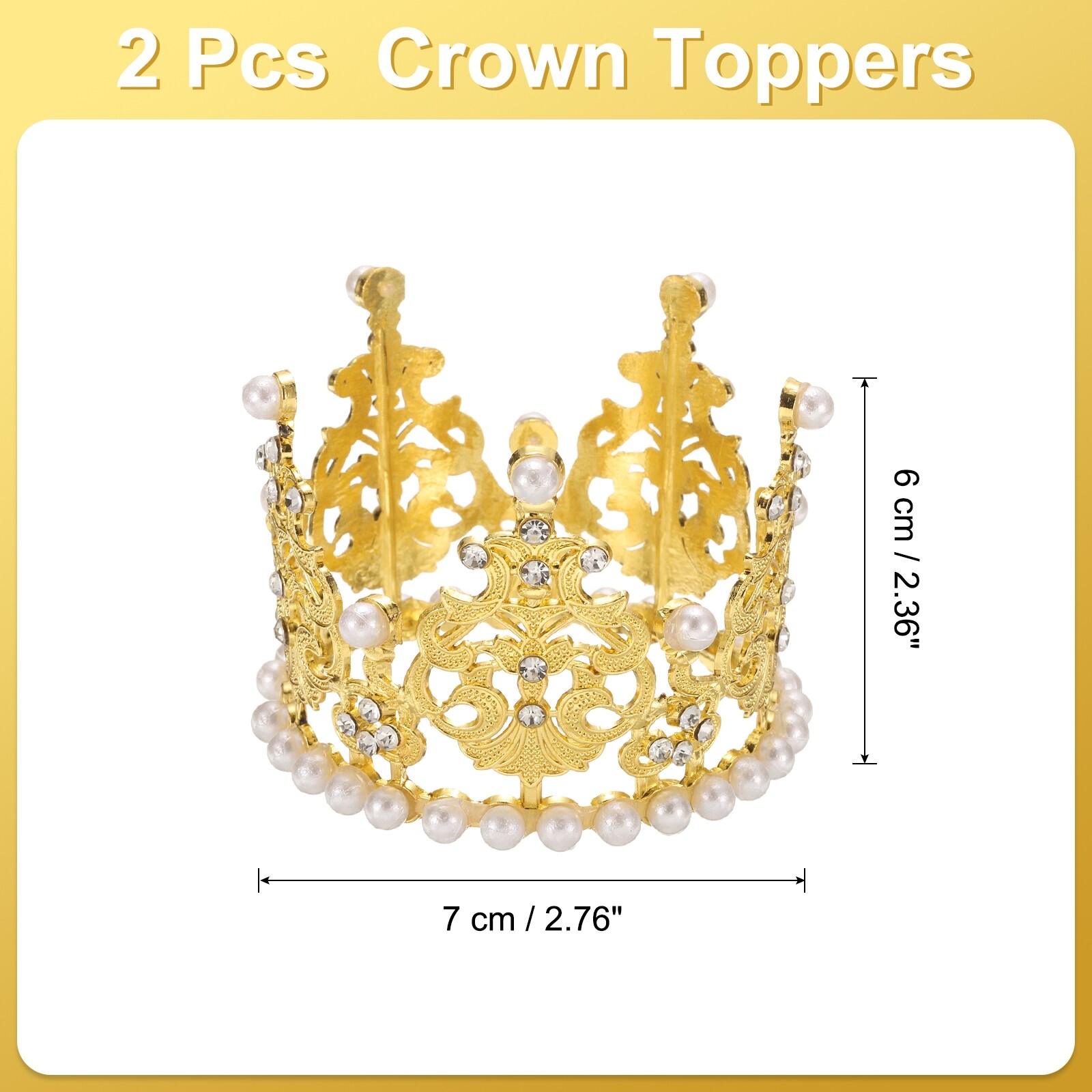Unique Bargains 2pcs Mini Crown Cake Toppers Alloy Queen Princess ...