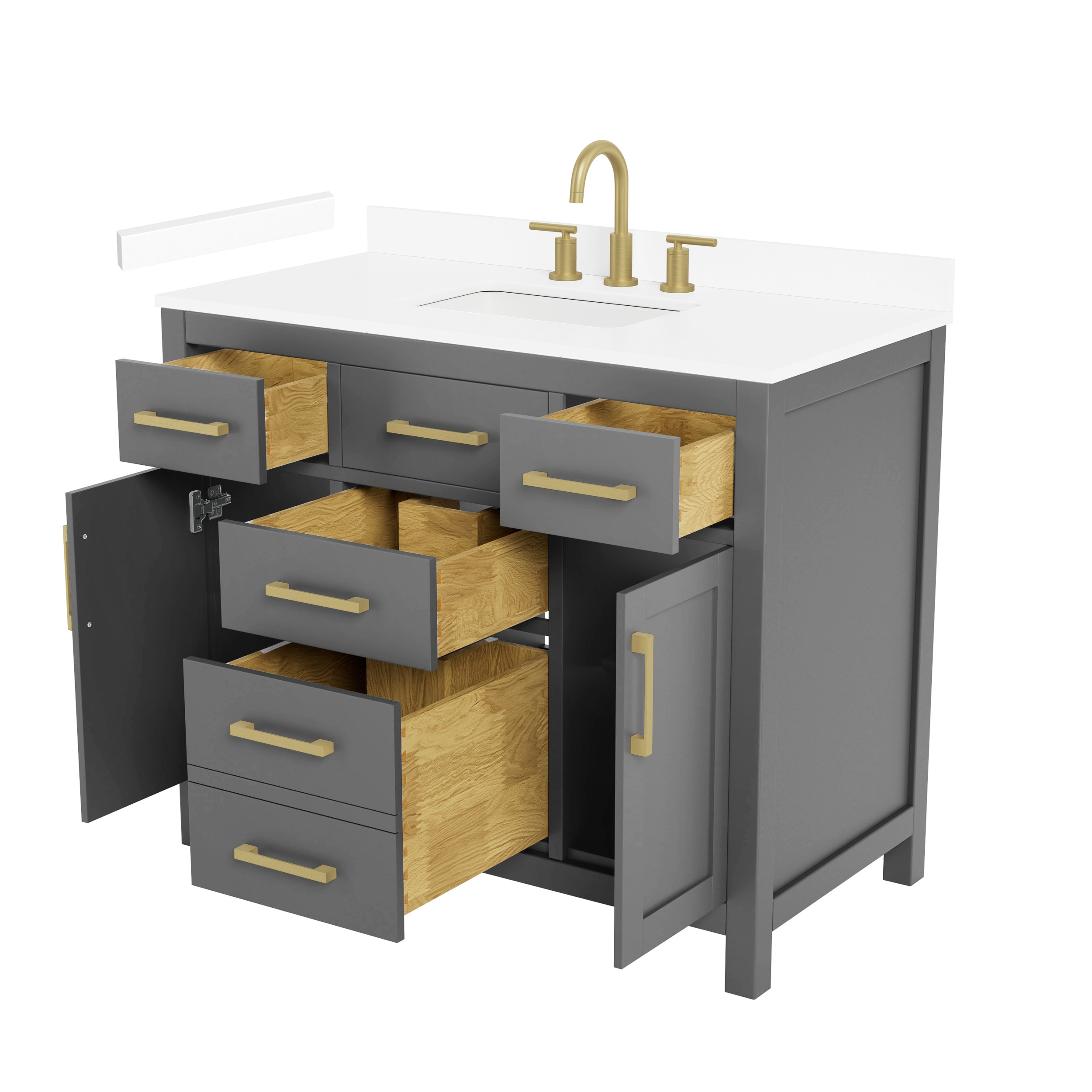 Wyndham Collection Beckett 42-in Dark Gray with Brushed Gold Trim ...
