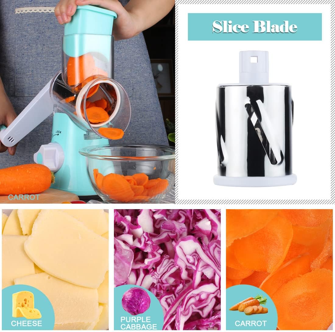 Ourokhome 2 Piece Rotary Cheese Grater and Zucchini Noodle Maker Set ...