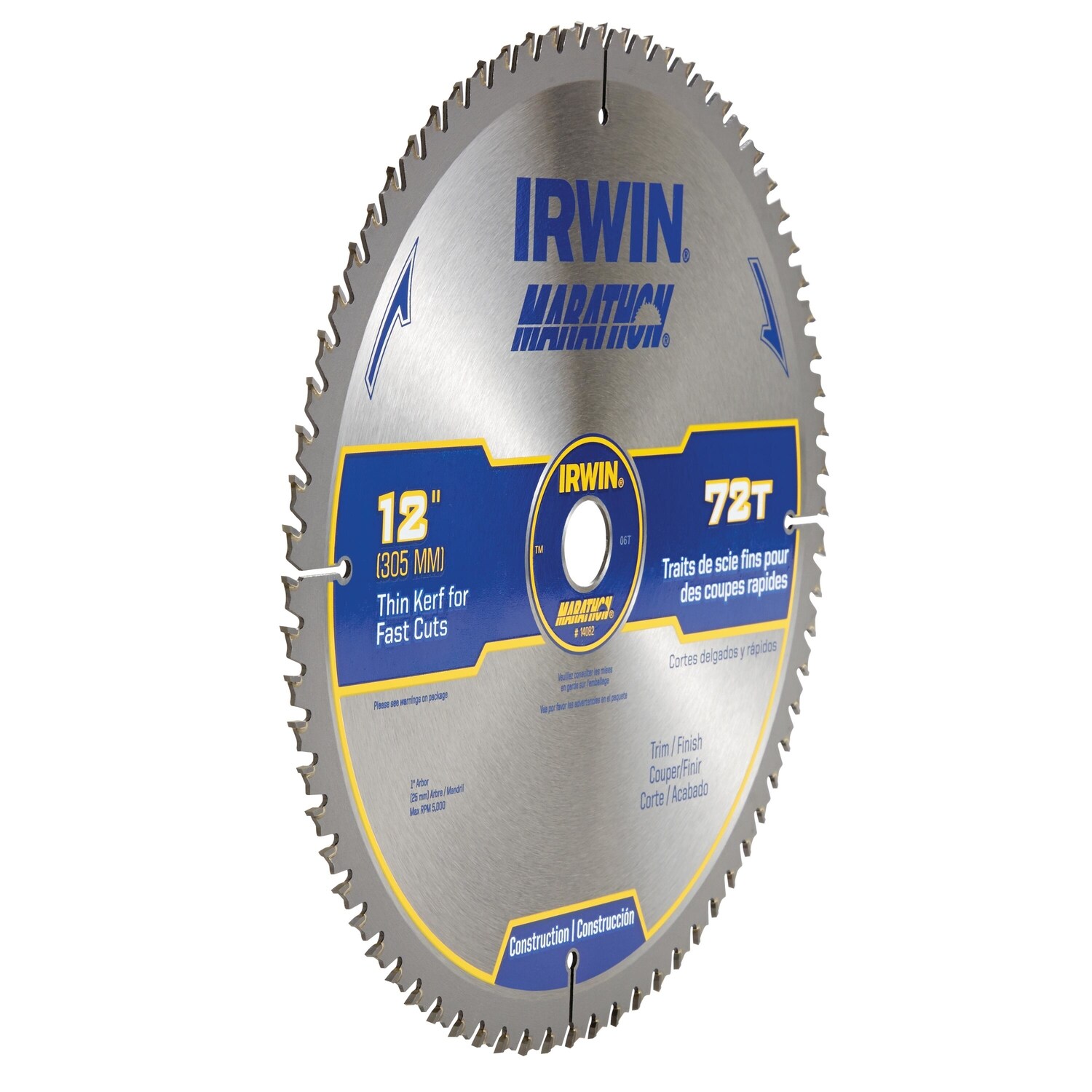 IRWIN Marathon 12 in. D X 1 in. Carbide Miter and Table Saw Blade 72 ...