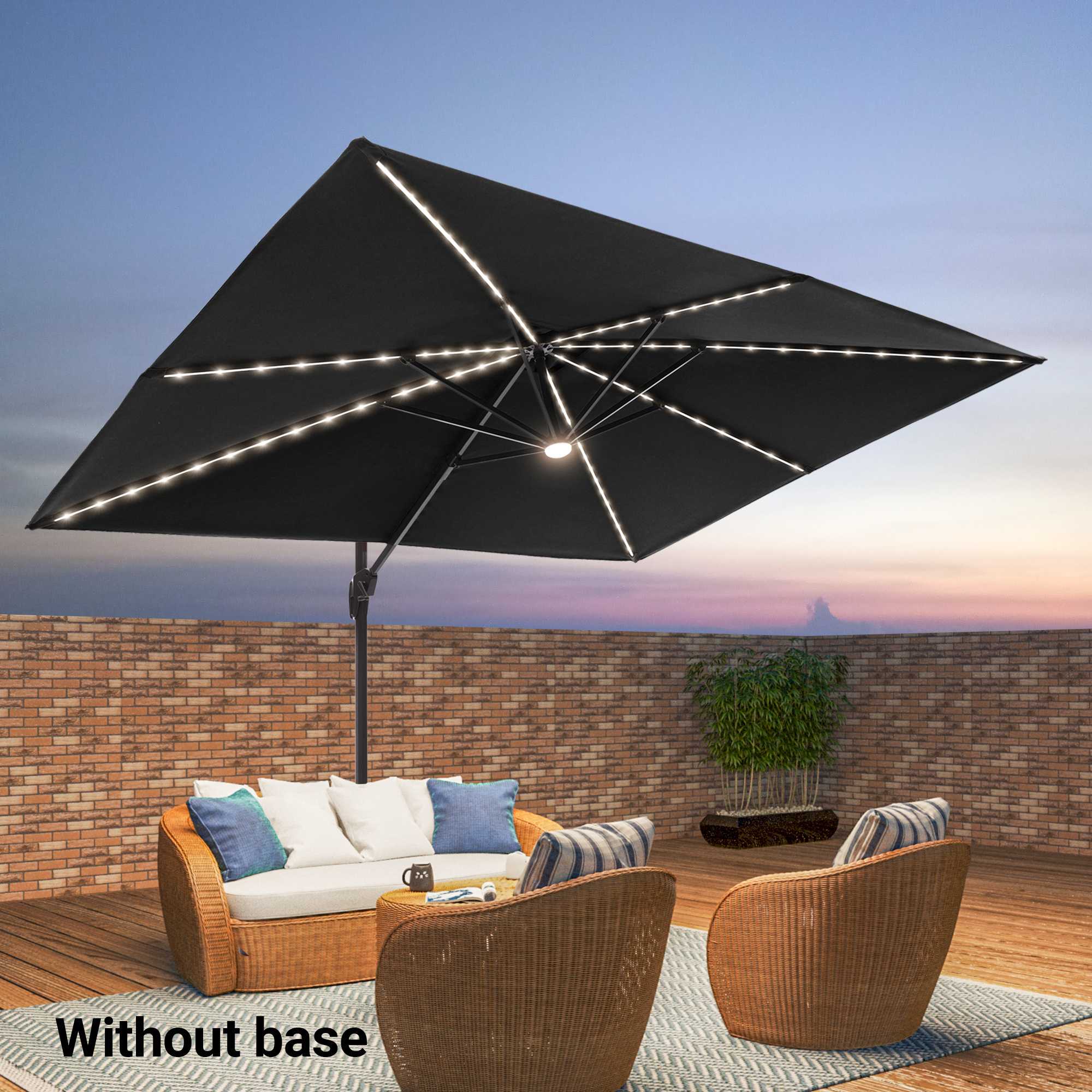 Aok Garden 11.5x9FT Rectangular Lighted Cantilever Umbrella without ...