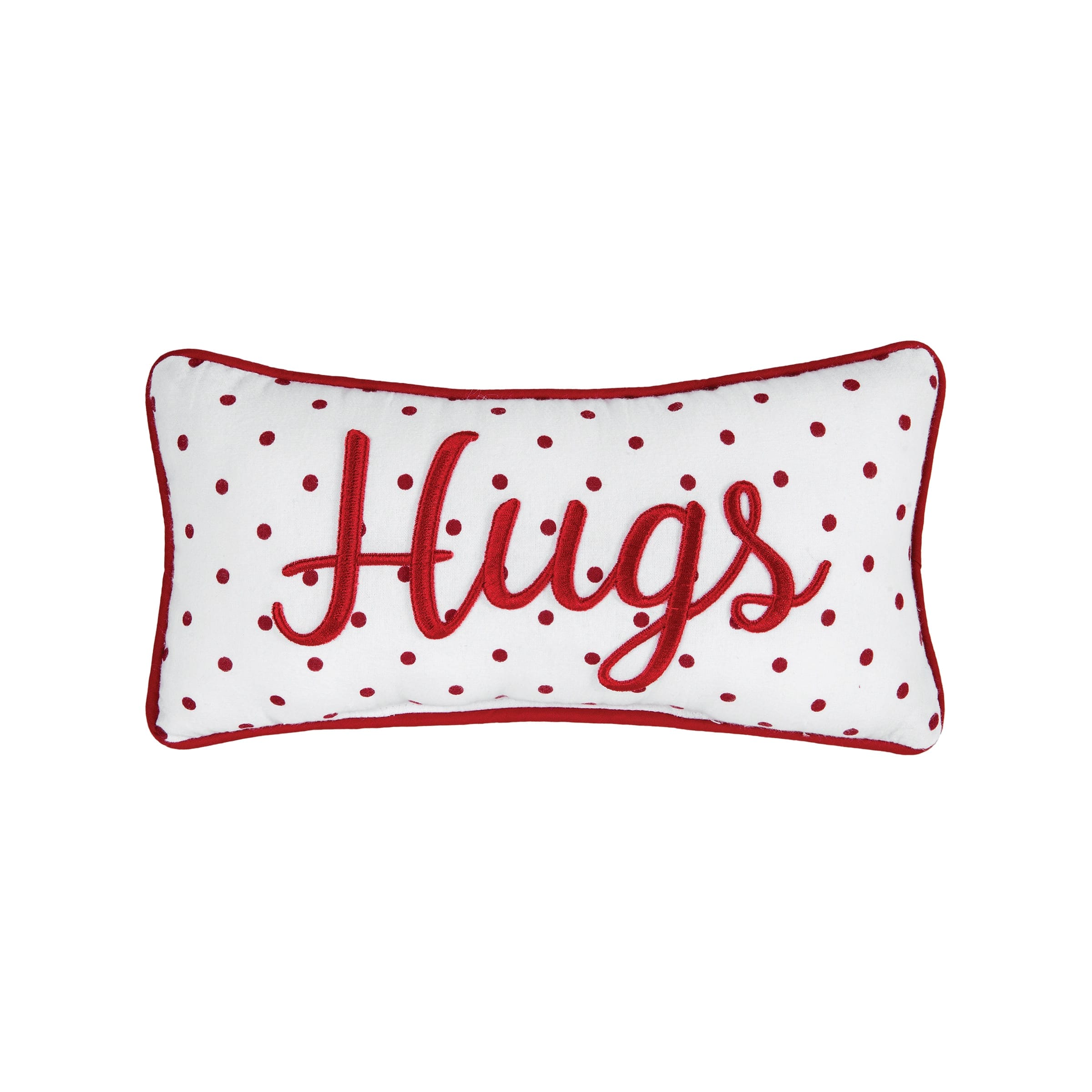C&F Home "Hugs" with Dots Mini Red Woven Valentine's Day Accent Pillow ...