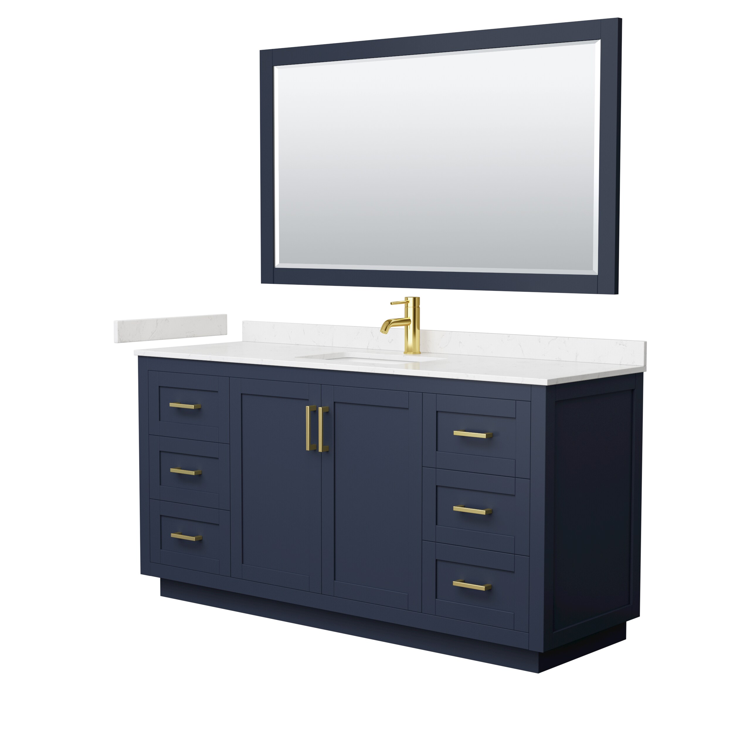 Wyndham Collection Miranda 66-in Dark Blue with Brushed Gold Trim ...