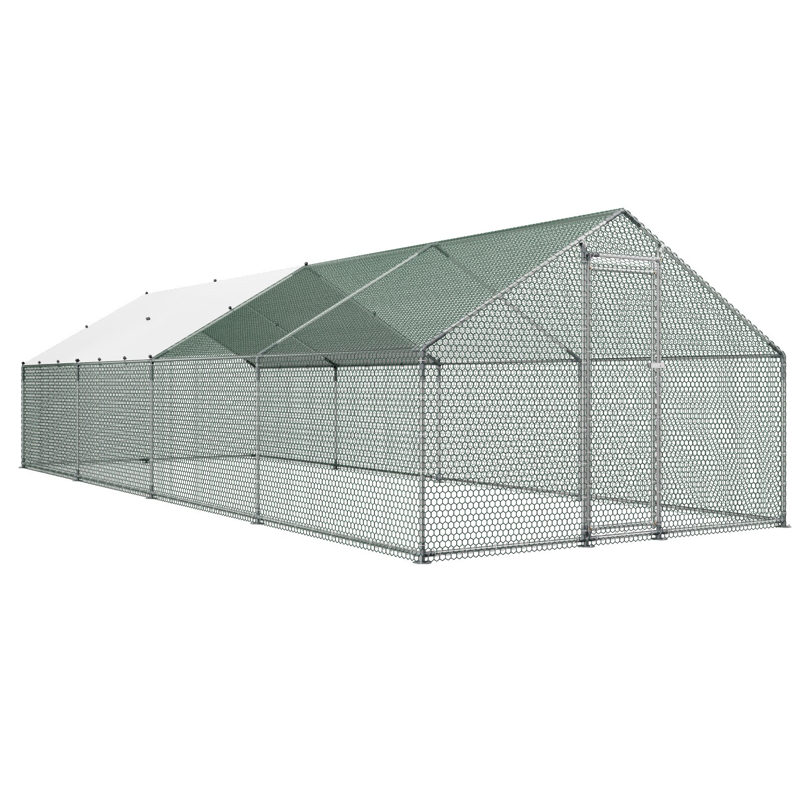 VEVOR Large Metal Chicken Coop 9.8 x 26.2 x 6.6 ft Walk-in Chicken Runs ...