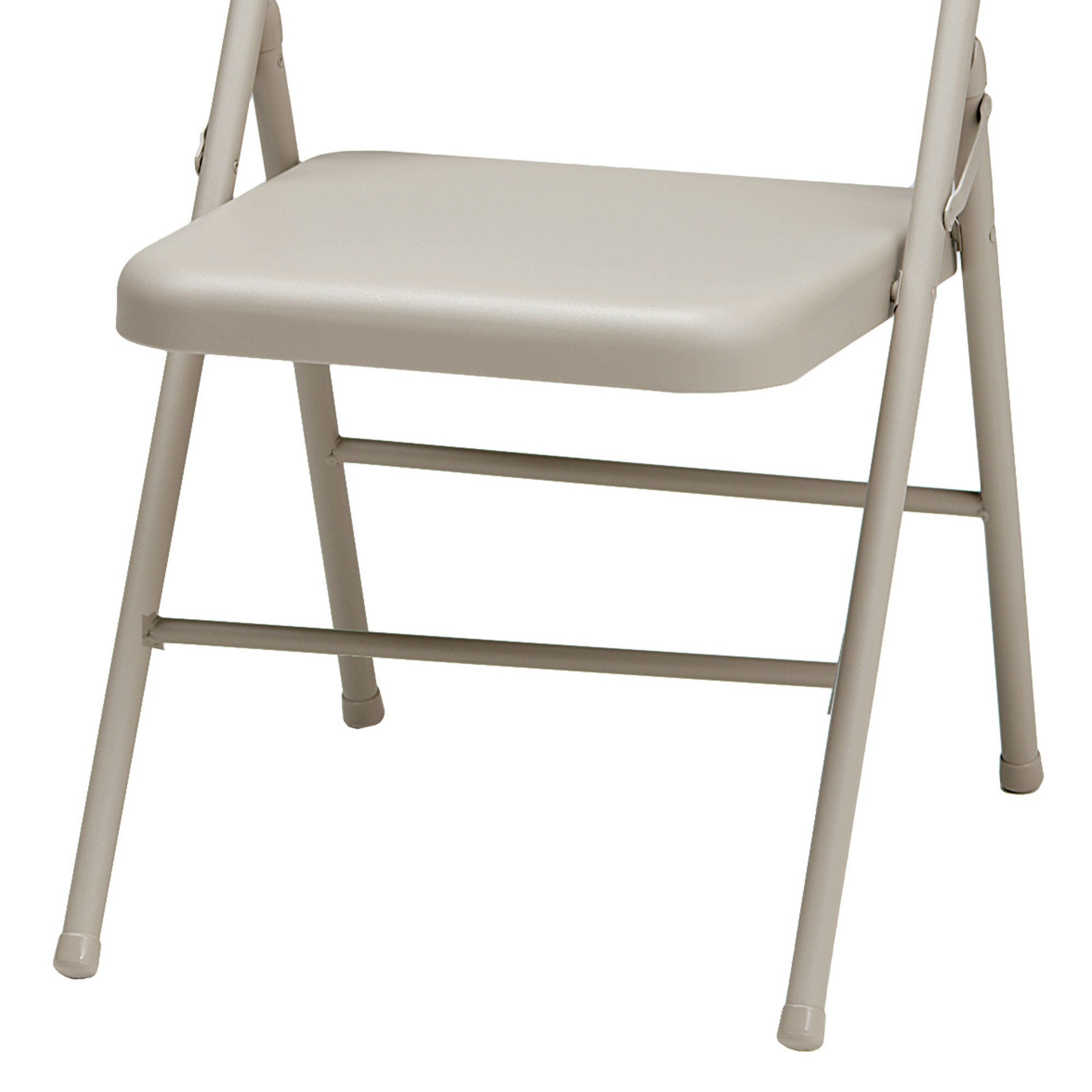 MECO Sudden Comfort All Steel Indoor Outdoor Folding Chair Buff Lace ...