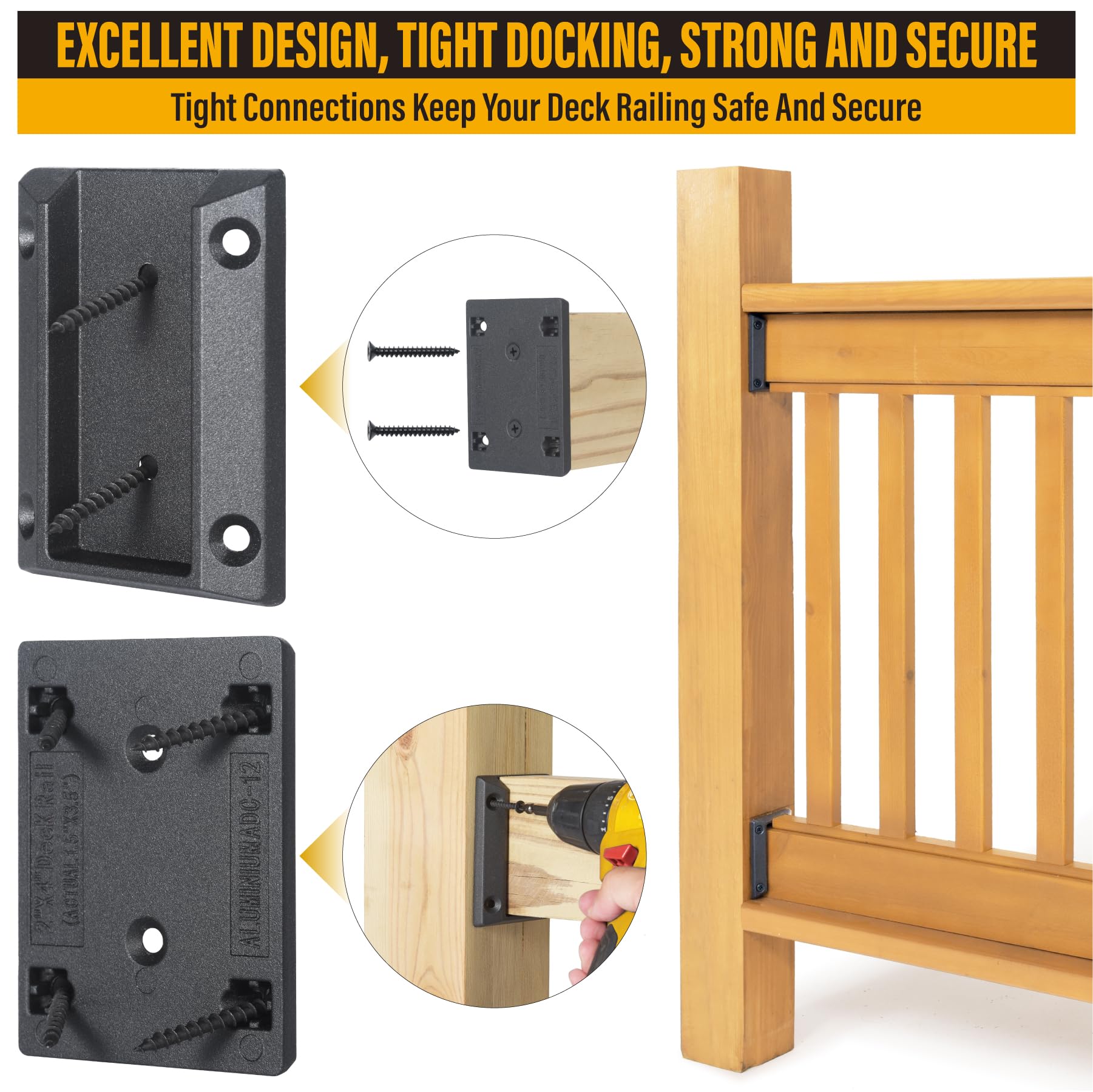 Aoibox 12 Pack ADC-12 Aluminum Alloy Deck Railing Brackets for 2 x 4 ...