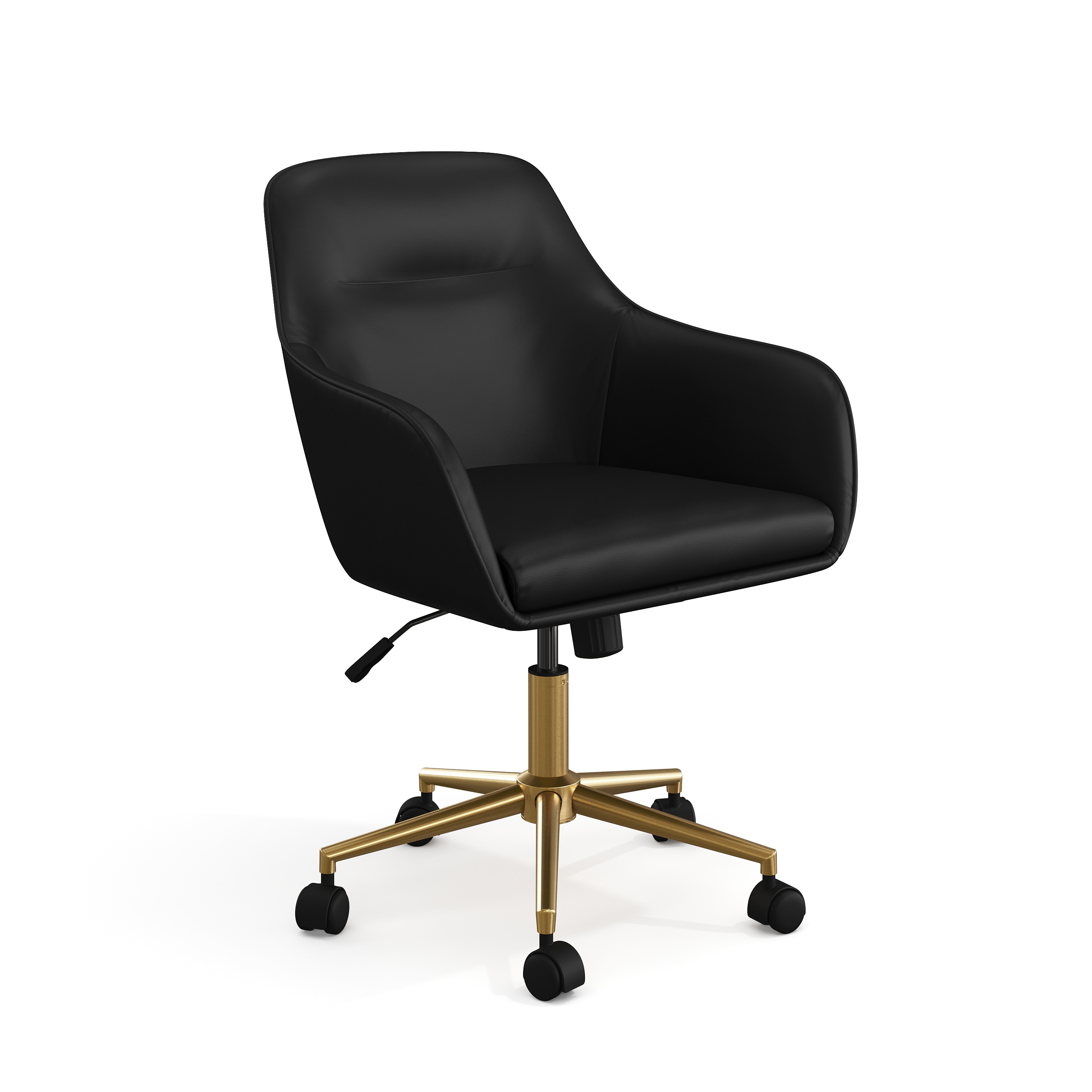 Martha Stewart Rayna Upholstered Office Chair in Black/Polished Brass ...