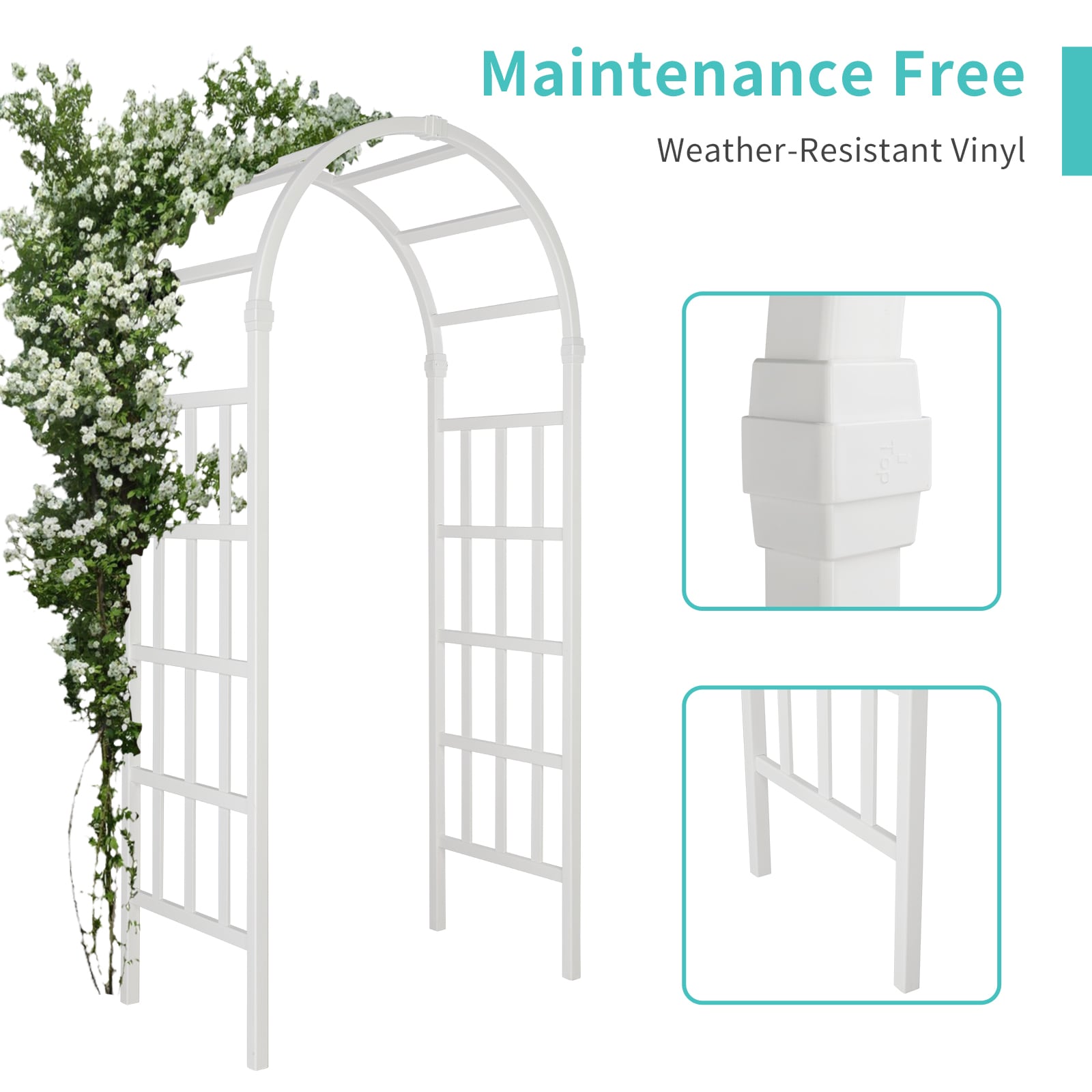 VINGLI White Vinyl Garden Wedding Arbor for Ceremony Party/Garden ...