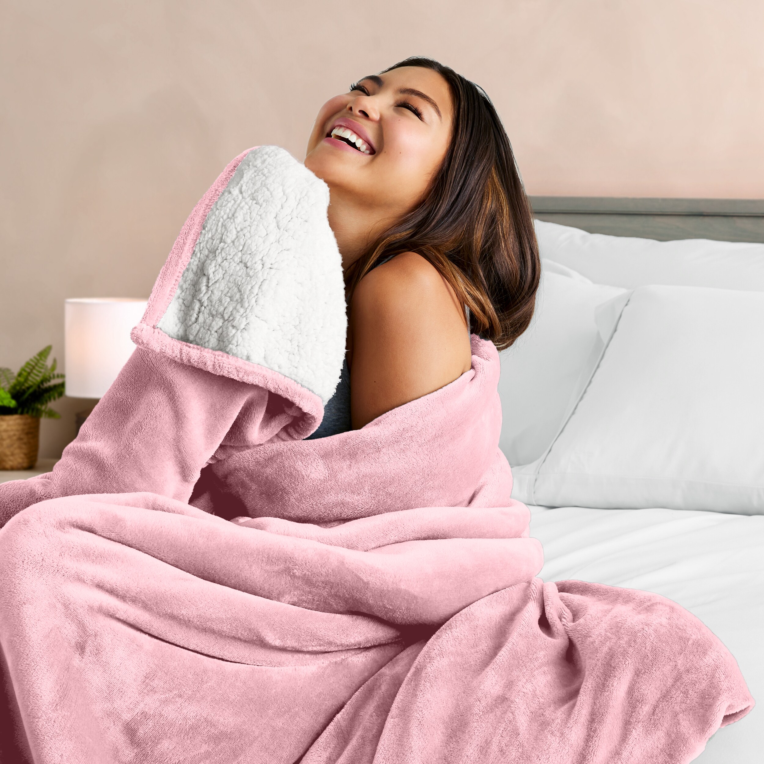 Bare Home Sherpa Fleece Blanket in the Blankets & Throws department at ...