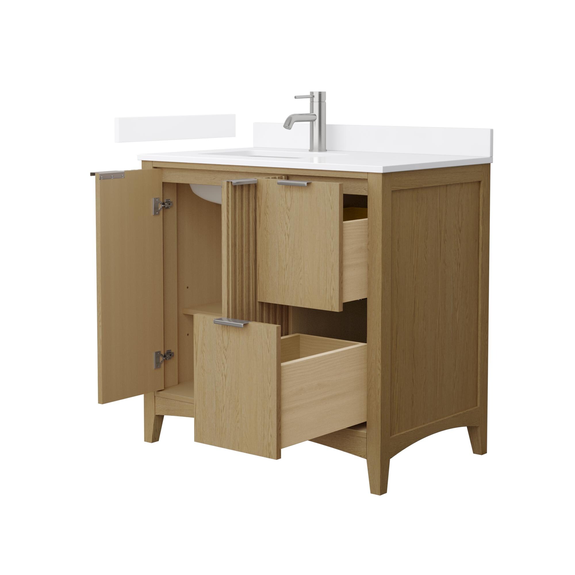 Wyndham Collection Palmilla 36-in Natural Oak with Brushed Nickel Trim ...