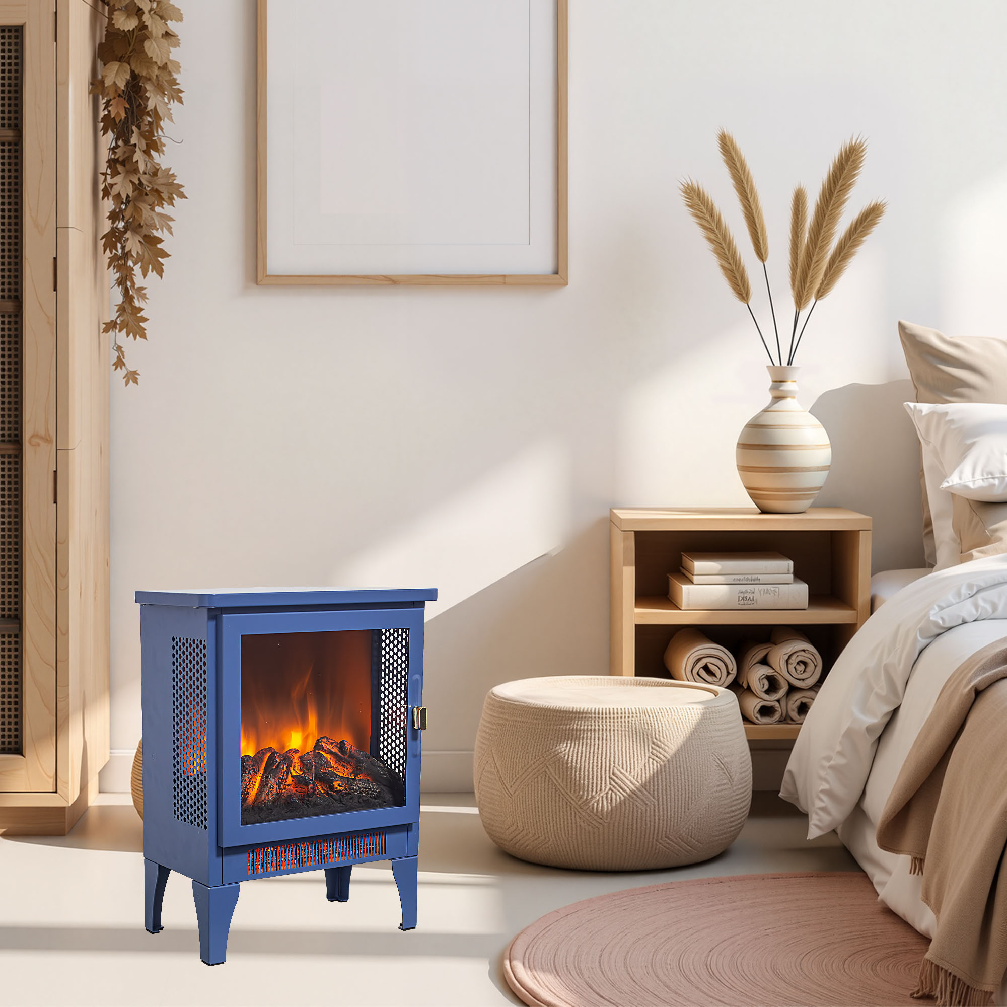 Bybafun 15-in W Blue(Assembly Required) Free standing Fan-forced Corner ...