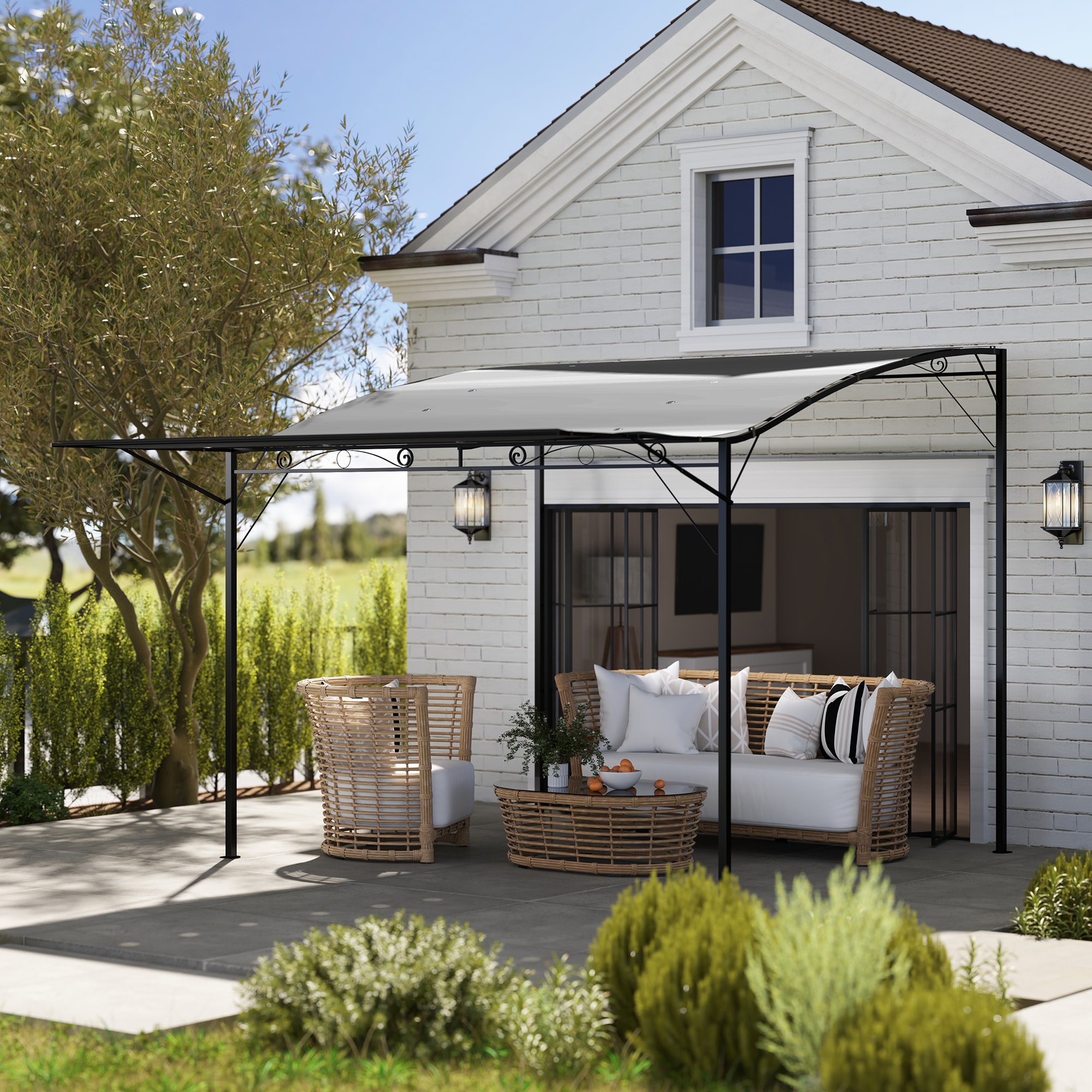 Outsunny 10ft x 8ft Outdoor Pergola and Patio Gazebo Extendable Side ...