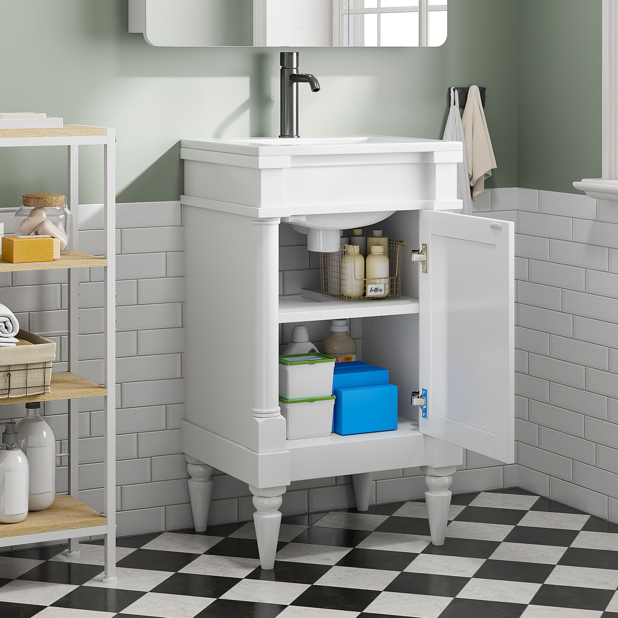 LOVMOR 18 Inch Modern Bathroom Vanity with Sink Modern Bathroom Storage ...