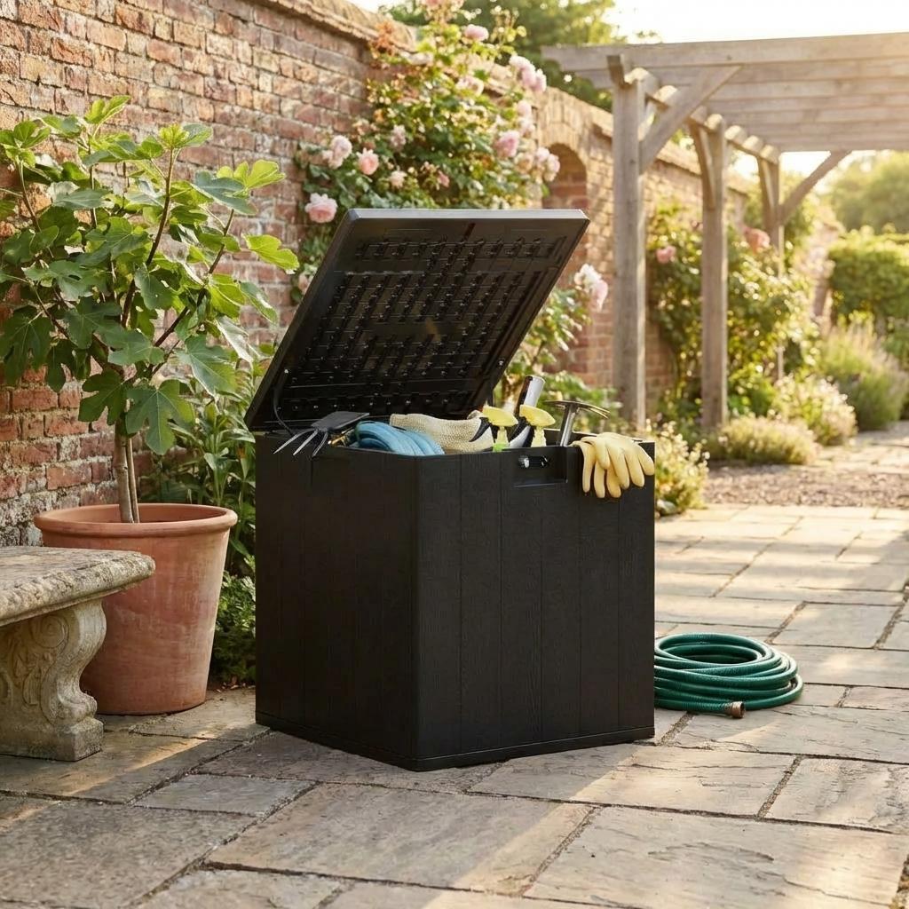 Garvee 80 Gal Large Resin Outdoor Storage Box With Hydraulic Air Rod ...
